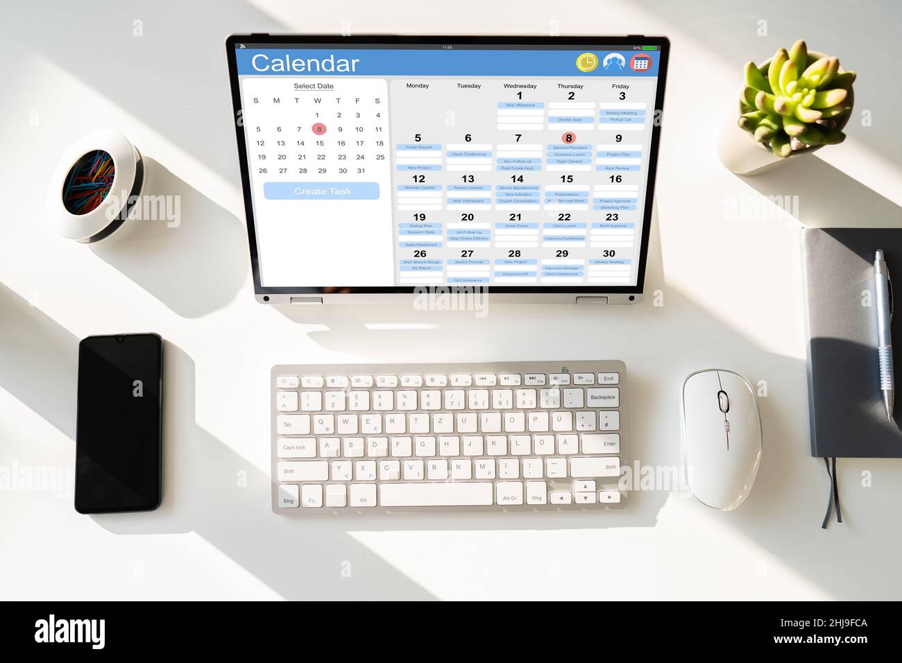 Business Appointment Schedule In Calendar On Laptop Stock Photo - Alamy