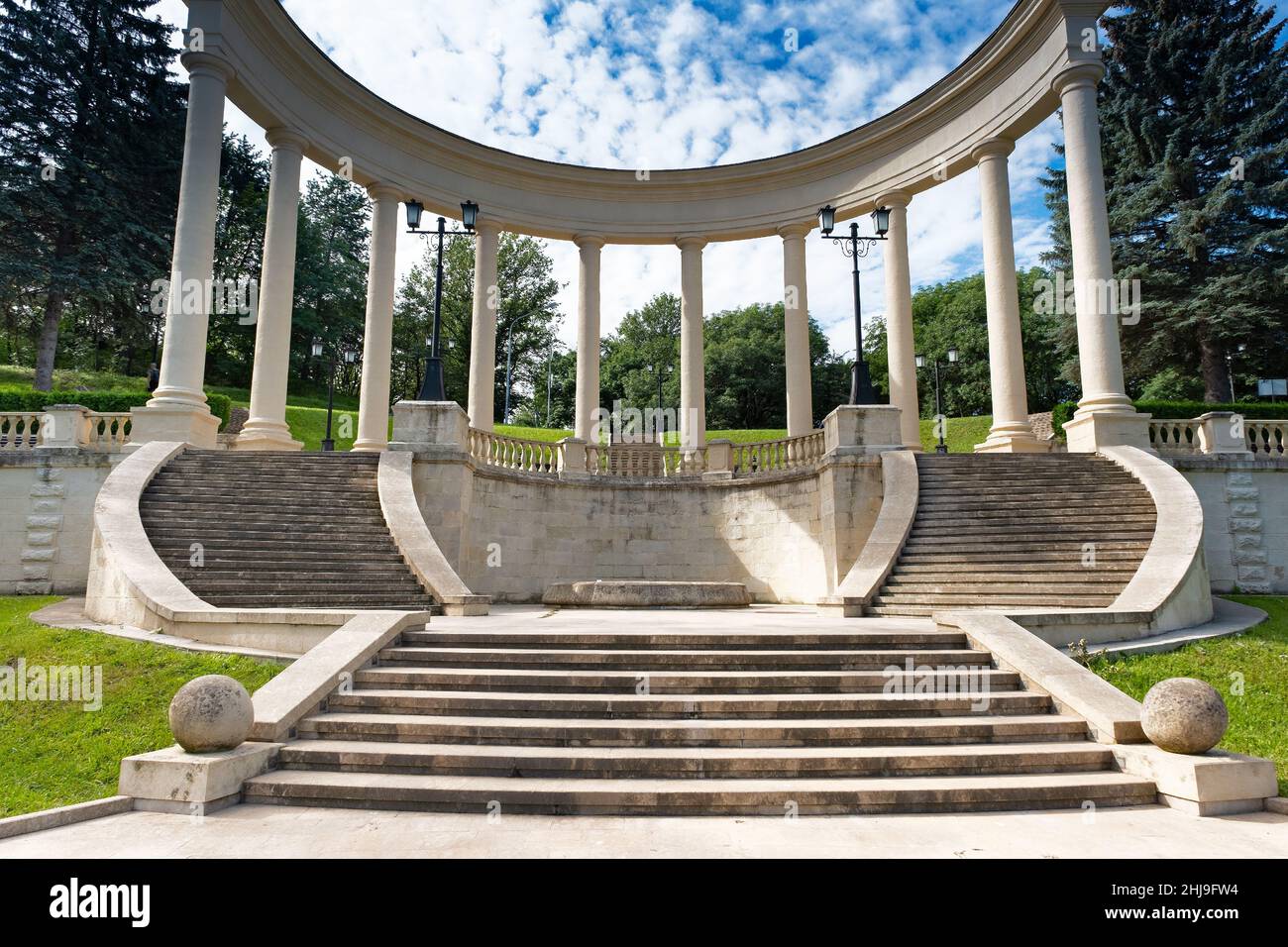 The ancient Cascade stairs - tourist attraction.Resort park ...
