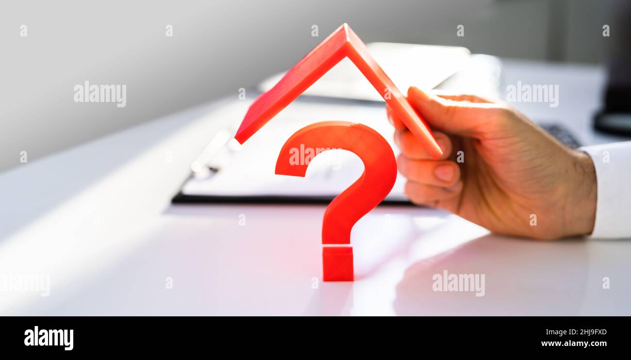 Real Estate House Question Mark And Mortgage Confusion Stock Photo - Alamy