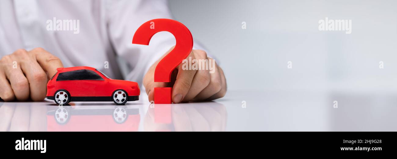 Your Car Covered Insurance Question Mark Concept Stock Photo - Alamy