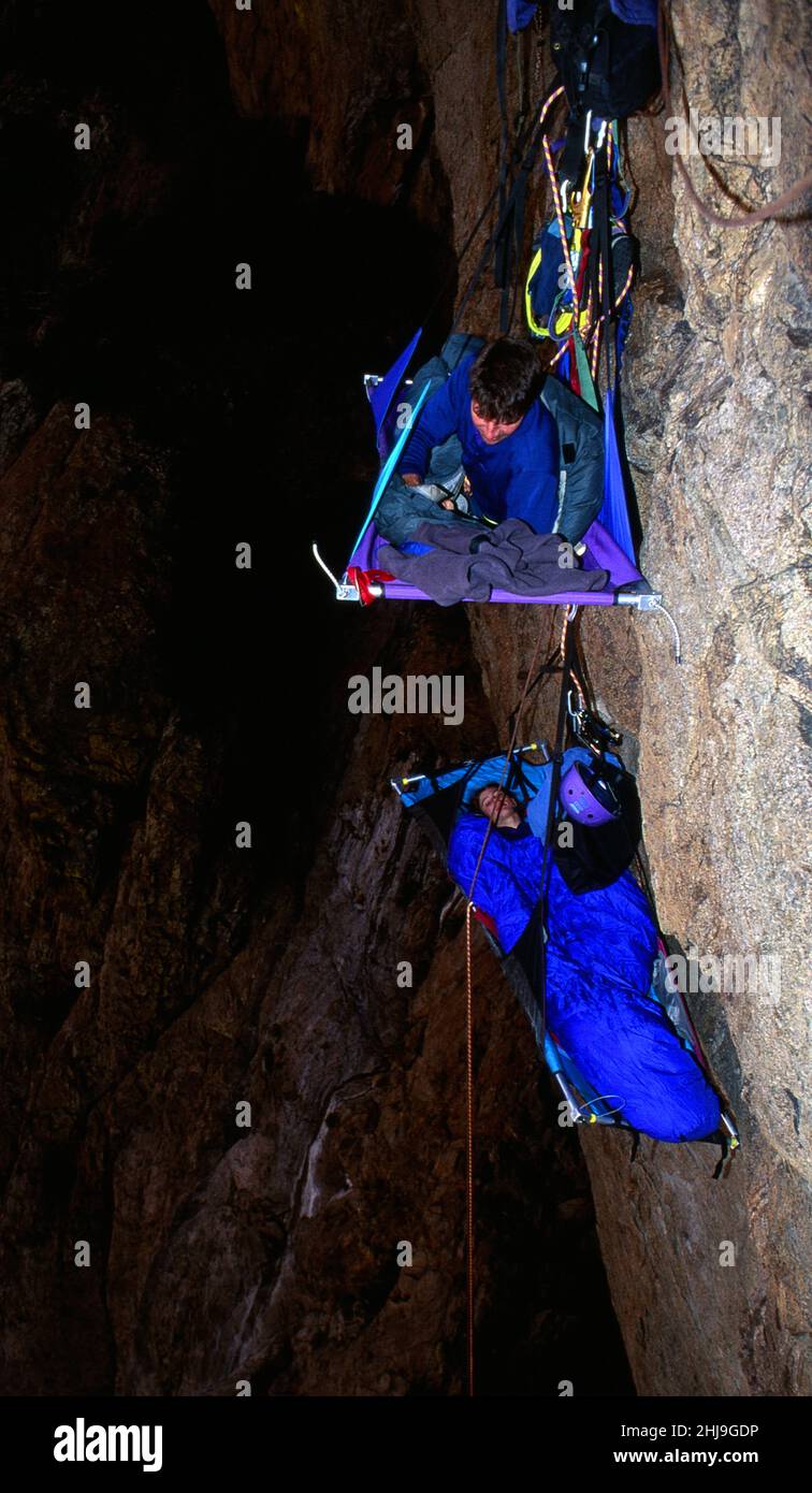 Rock climbers sleep in porta ledges on Baboquivari Peak in Arizona ...