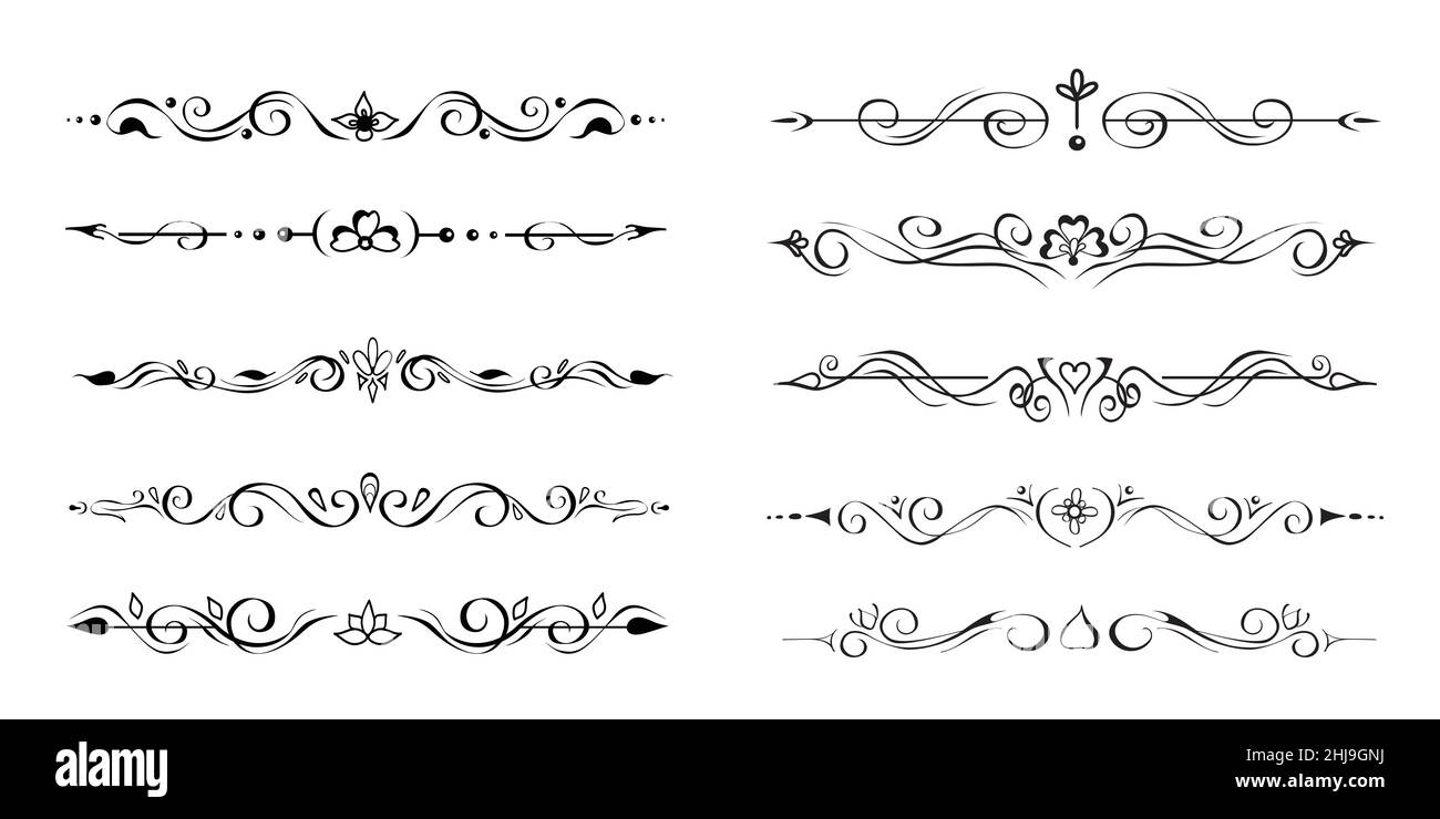 Ornate retro text delimiters, paragraph dividers, page footer ...