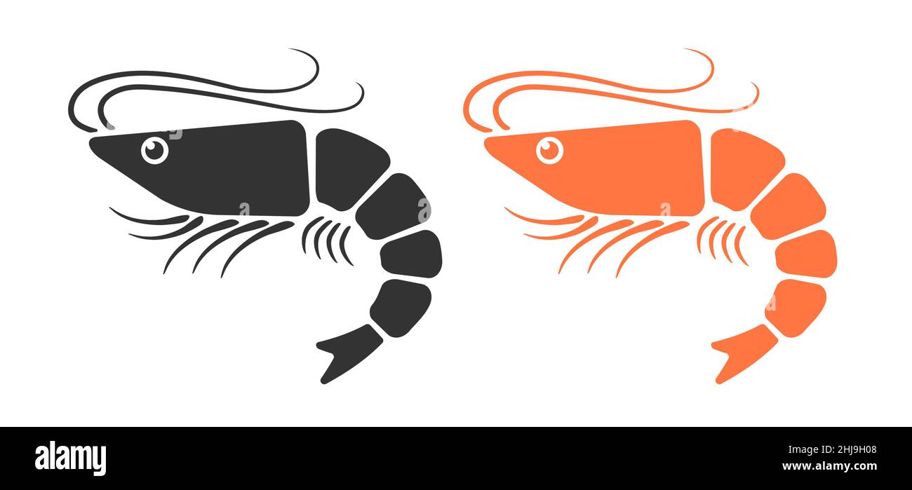 Vector set icons of shrimp. Vector illustration of shrimps in flat ...