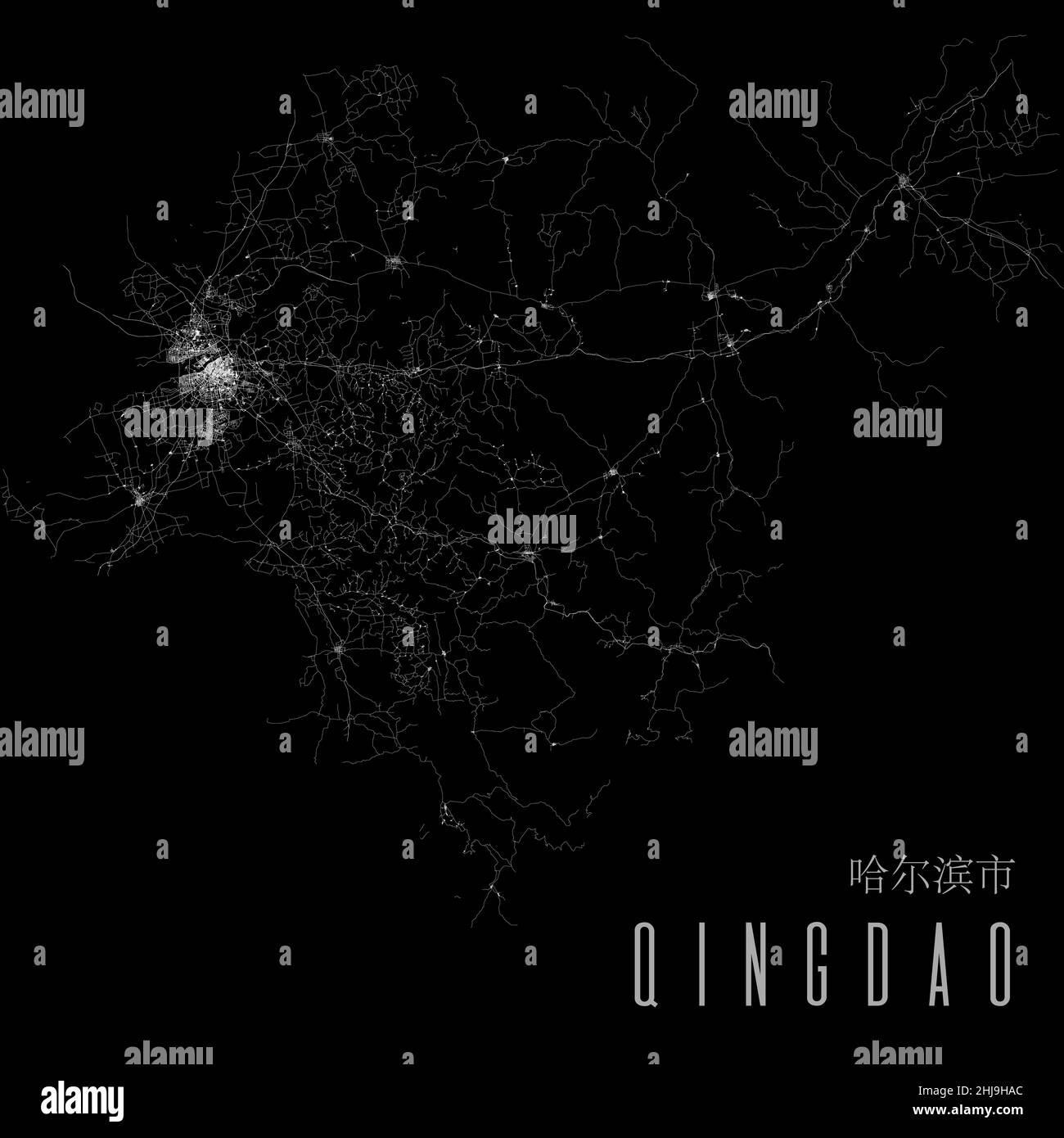 Harbin city province vector map poster. China municipality square ...