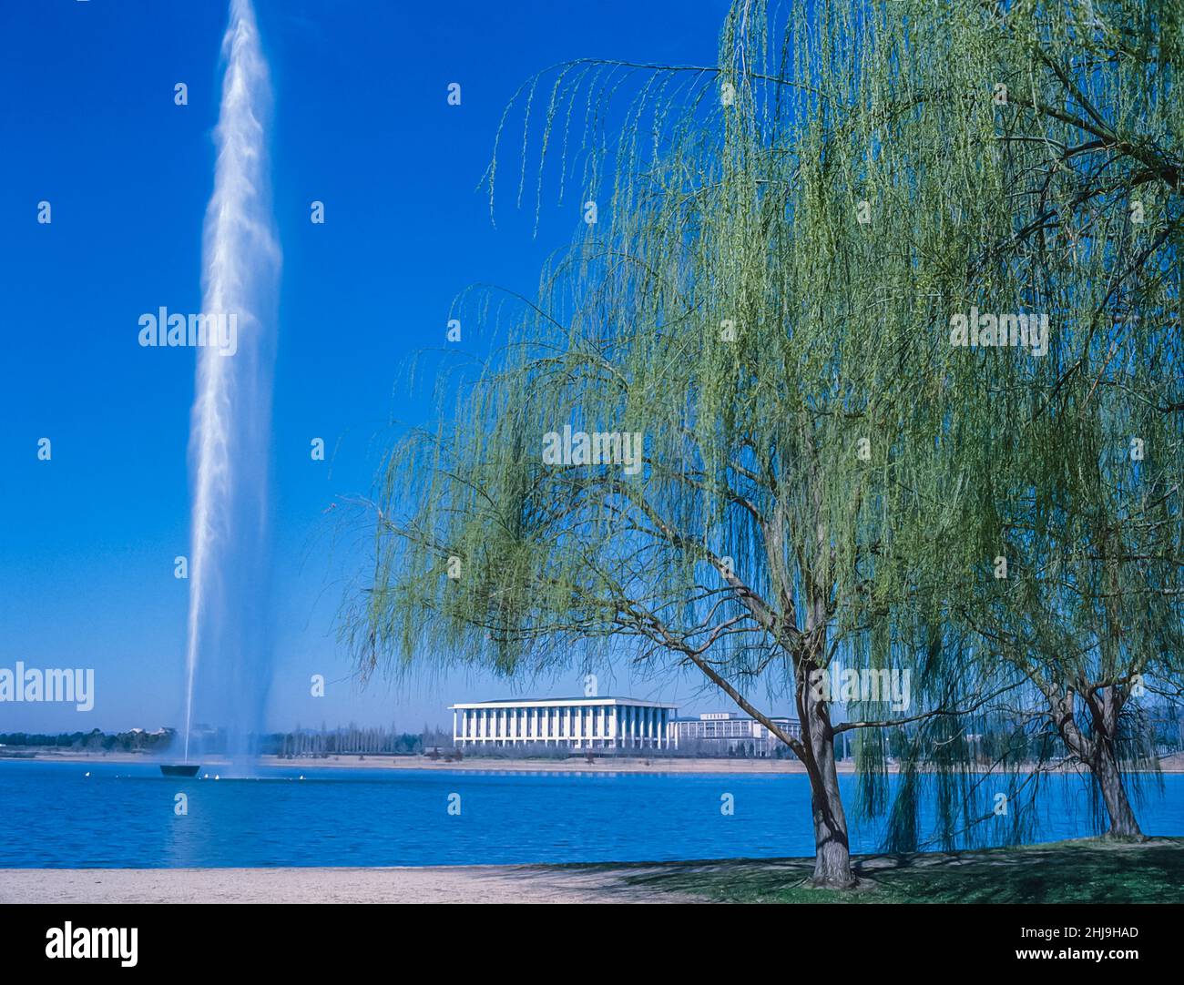This is Lake Burley Griffin and its giant fountain so named after the ...