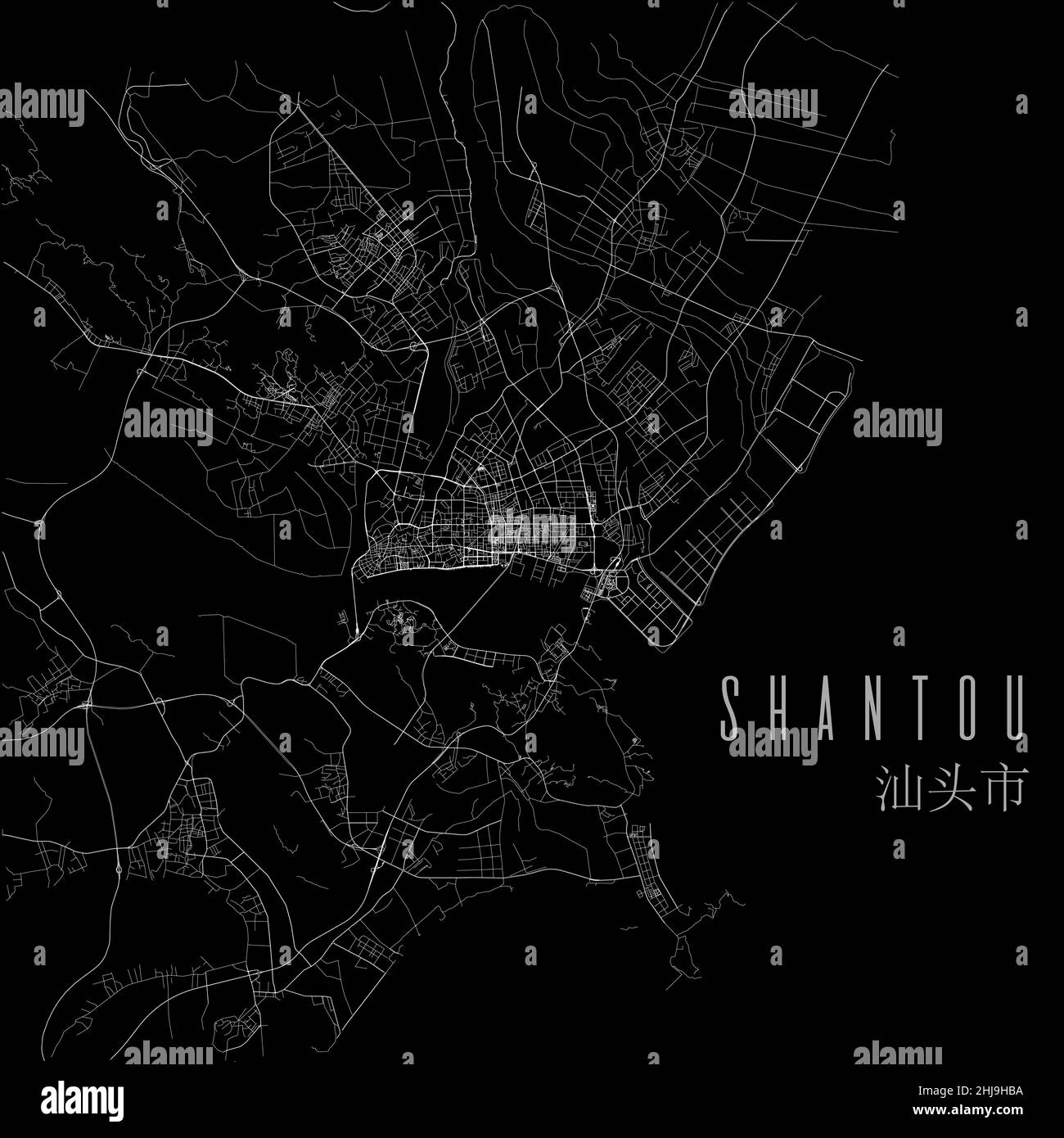 Shantou city province vector map poster. China municipality square ...