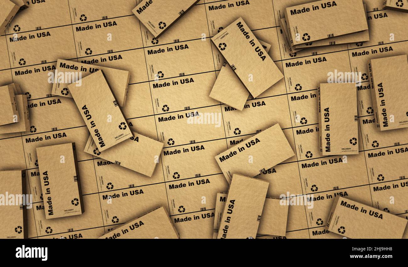 Made in USA box production line. Manufacturing and delivery. Product ...