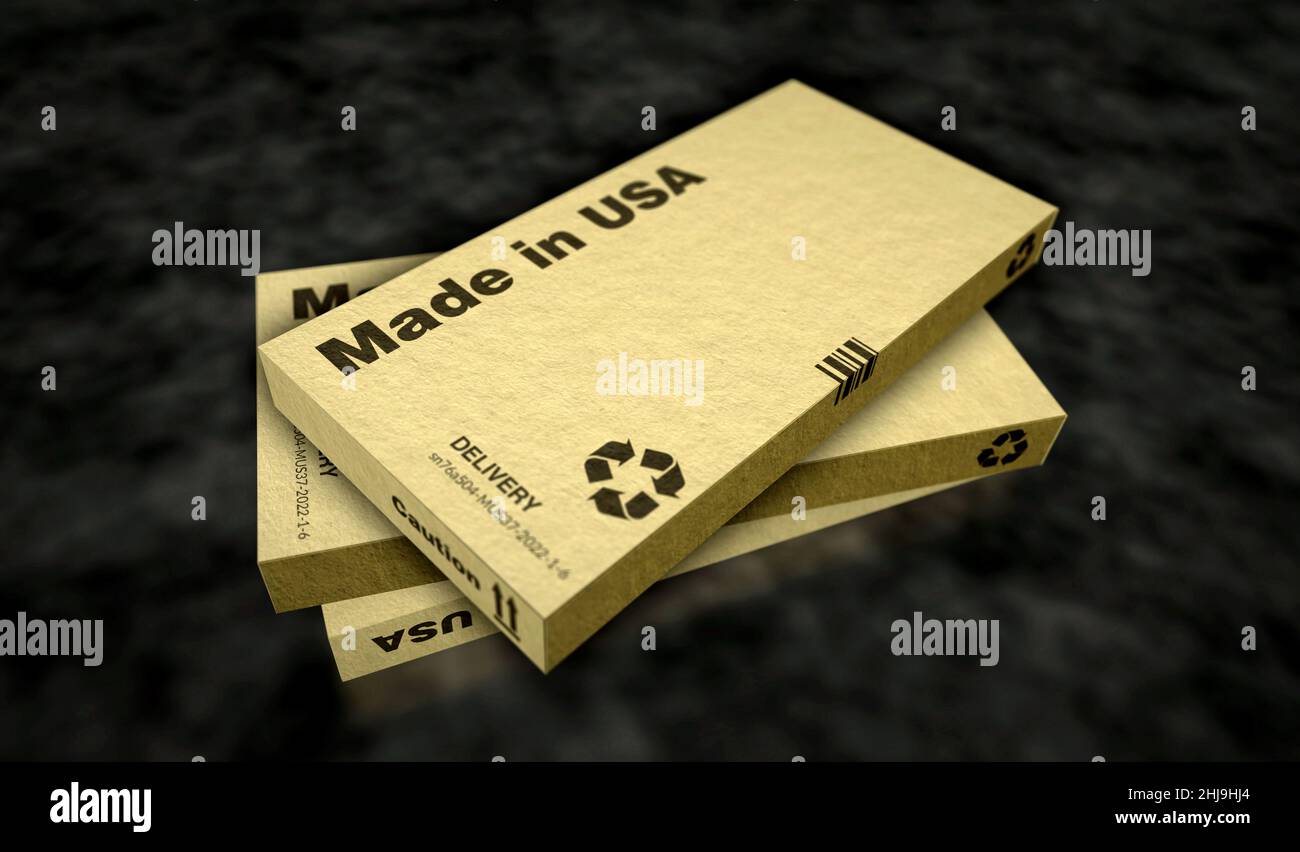 Made in USA box production line. Manufacturing and delivery. Product ...
