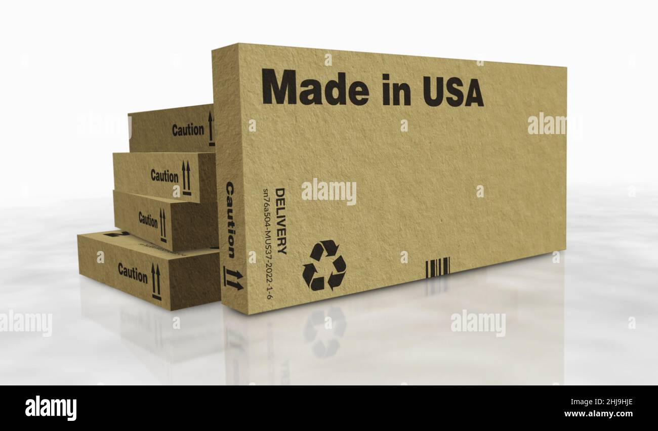 Made in USA box production line. Manufacturing and delivery. Product ...