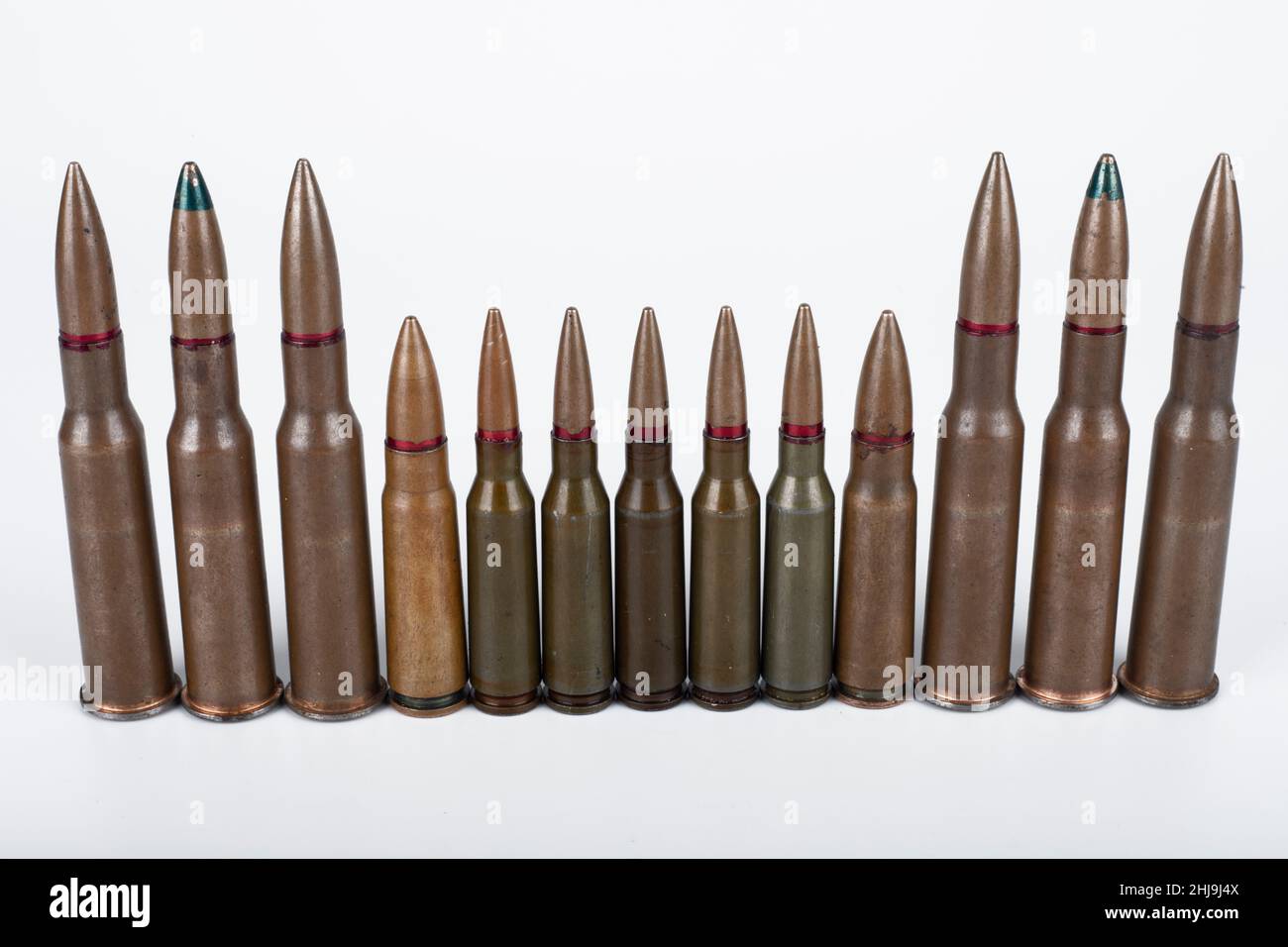 Military 7.62 mm cartridge on white background Stock Photo - Alamy
