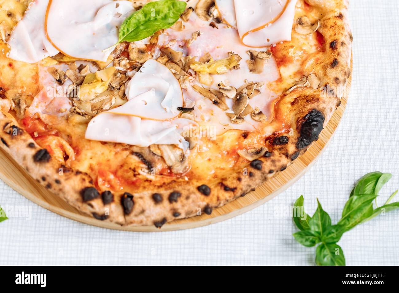 Pizza Napoletana, traditional and authentic Italian pizza baked in wood fired oven. Margherita ...