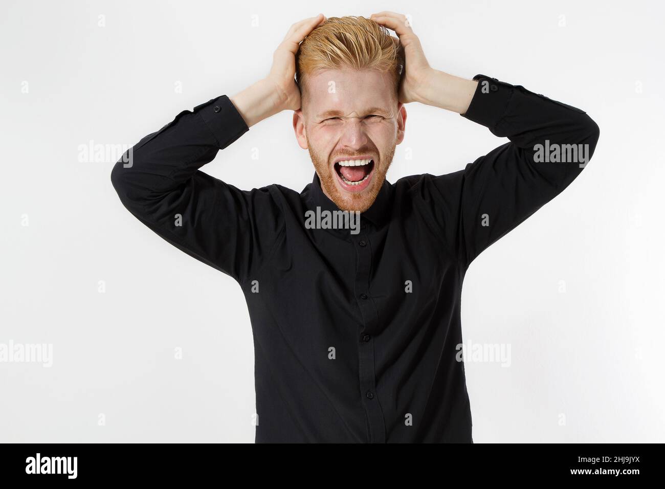 Man Depression signs and Symptoms. Young redheaded guy with red beard ...