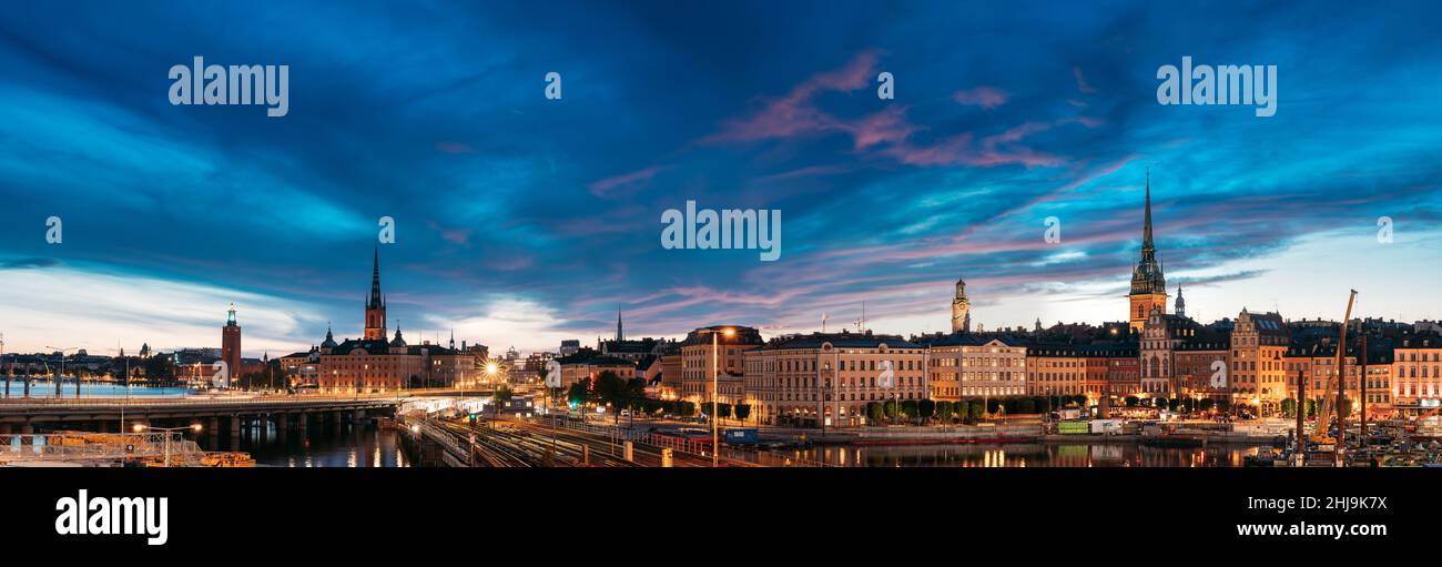 Stockholm, Sweden. Scenic Famous Panoramic View Of Stockholm Skyline At ...