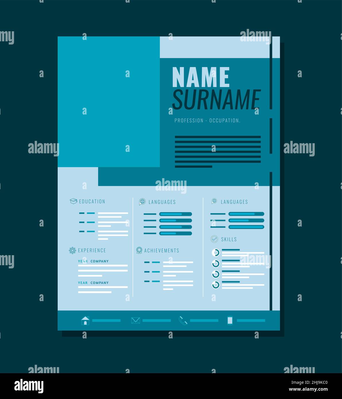 light blue professional curriculum Stock Vector Image & Art - Alamy