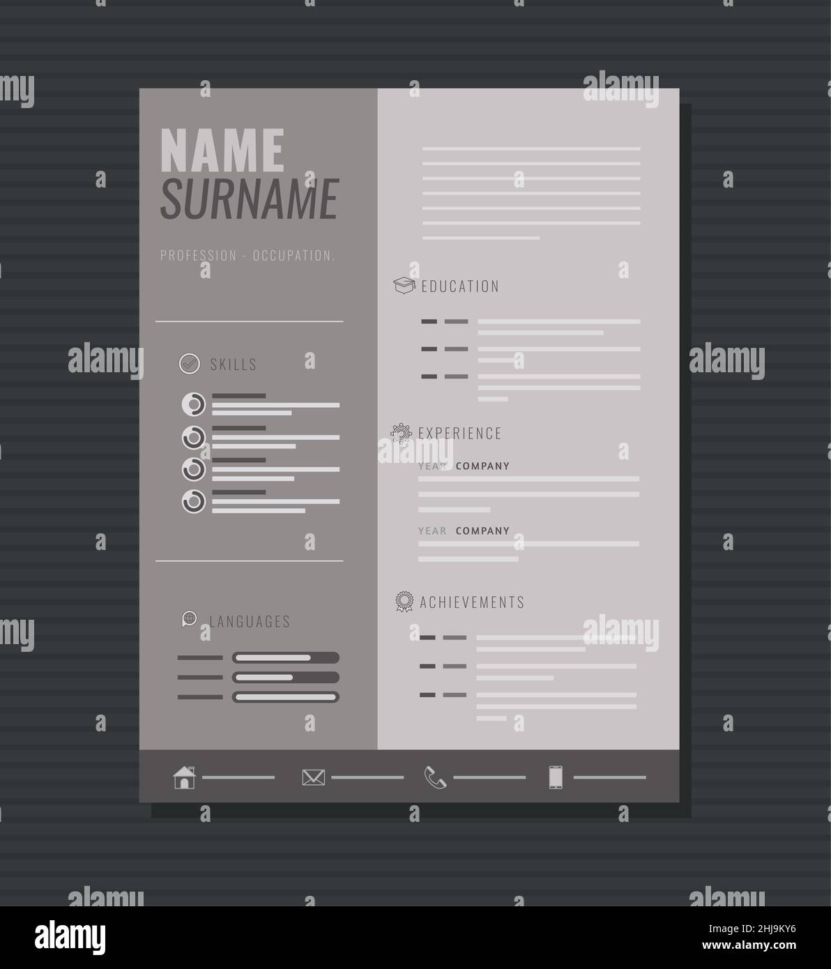 gray curriculum vitae Stock Vector Image & Art - Alamy