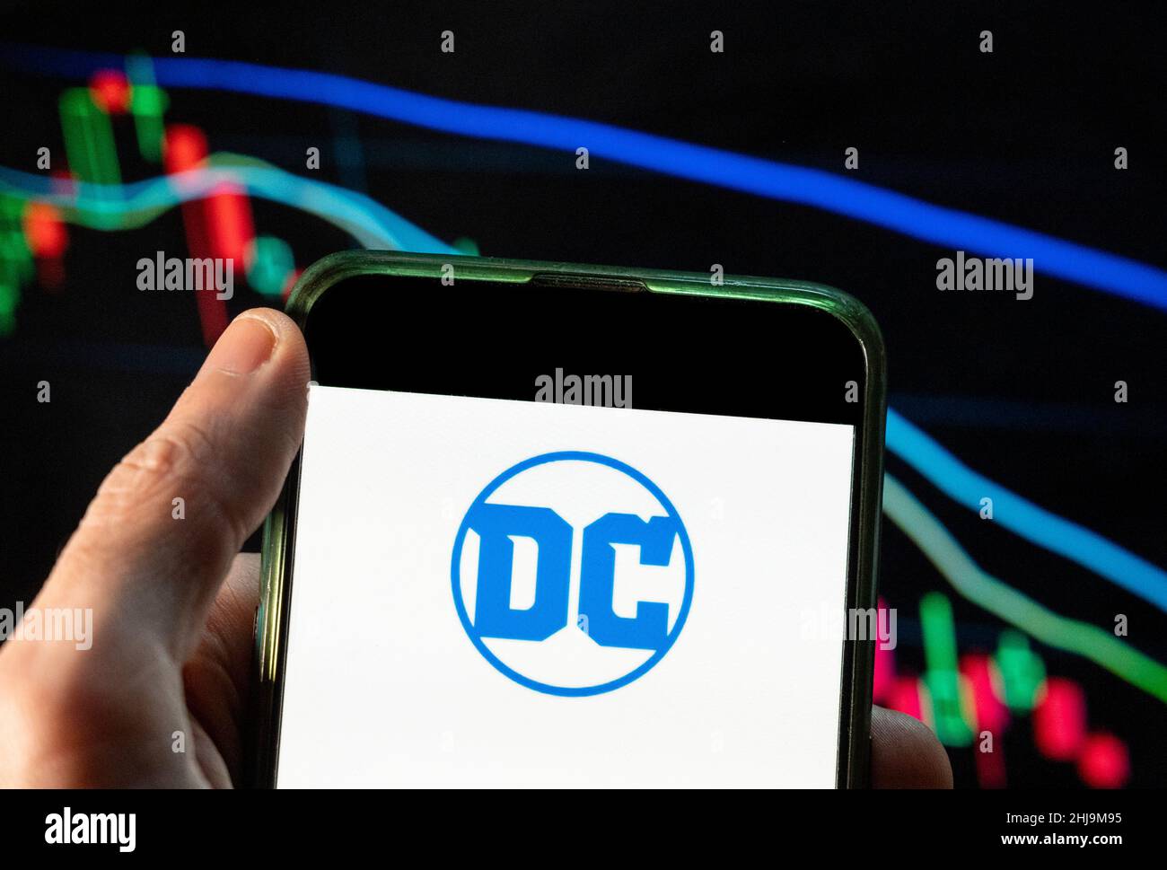In this photo illustration the American comic book publisher company DC ...