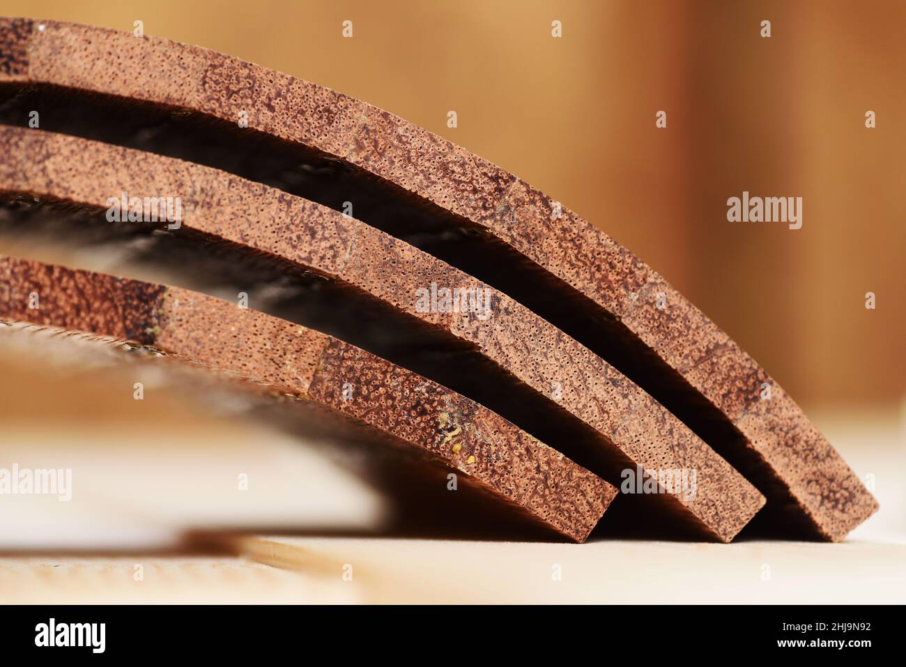Curved merbau wood parts for handmade drum closeup Stock Photo - Alamy