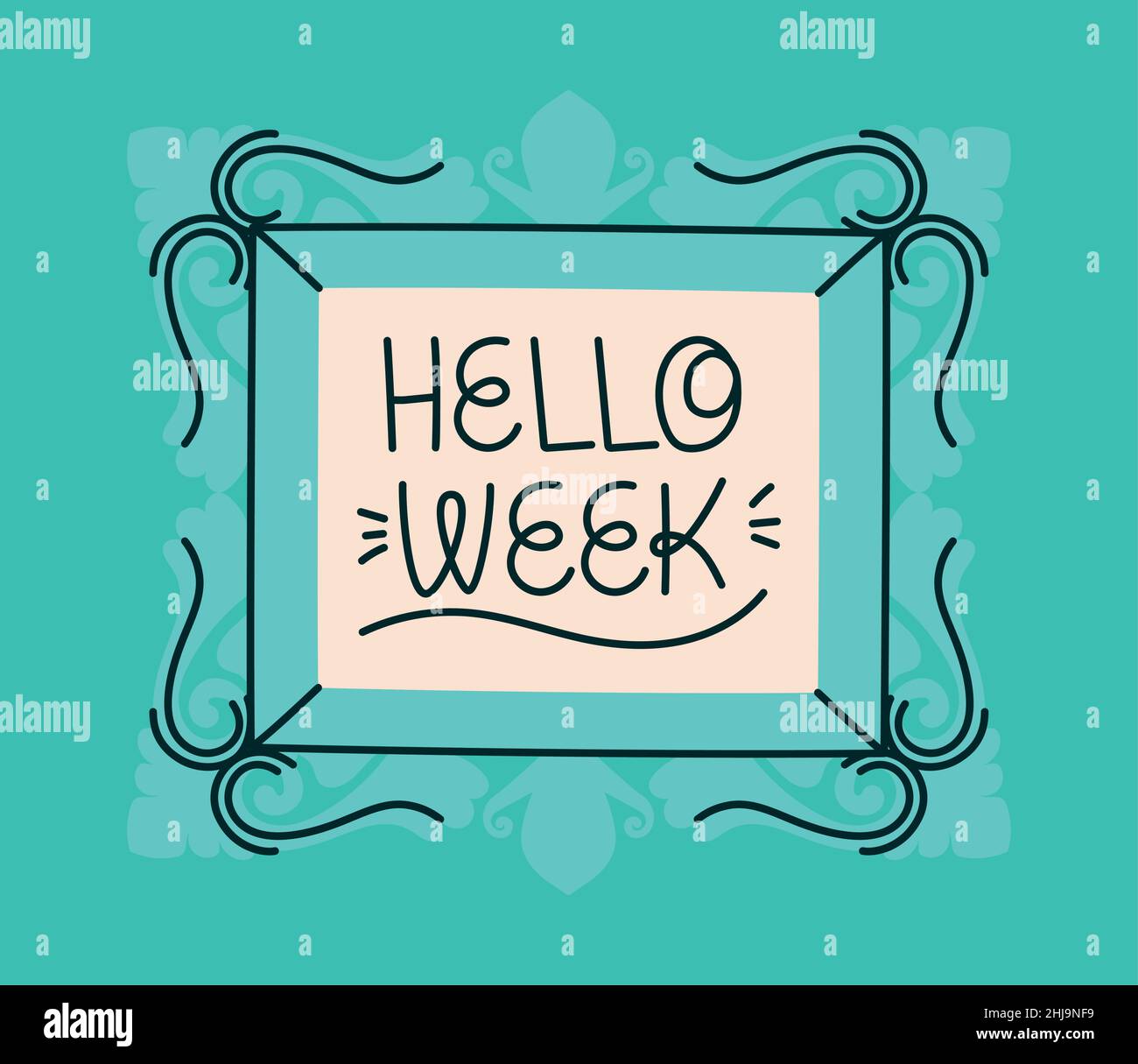 framed of hello week Stock Vector Image & Art - Alamy