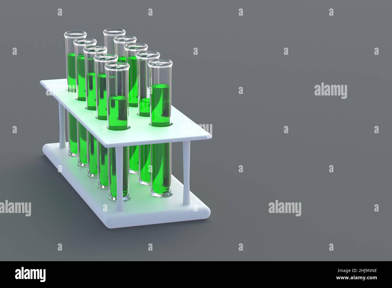 Test tubes with liquid in holder. Scientific experiments. Development ...