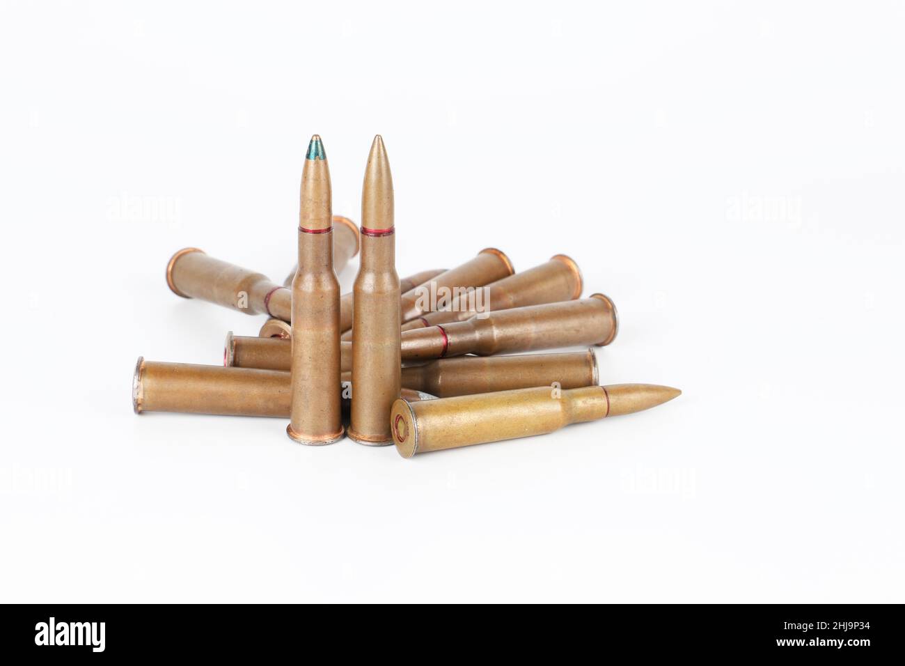 Military 7.62 mm cartridge on white background Stock Photo - Alamy