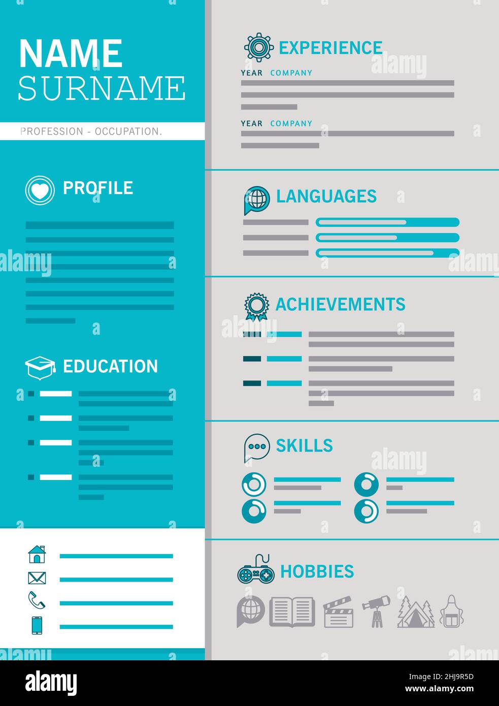 blue professional curriculum Stock Vector Image & Art - Alamy