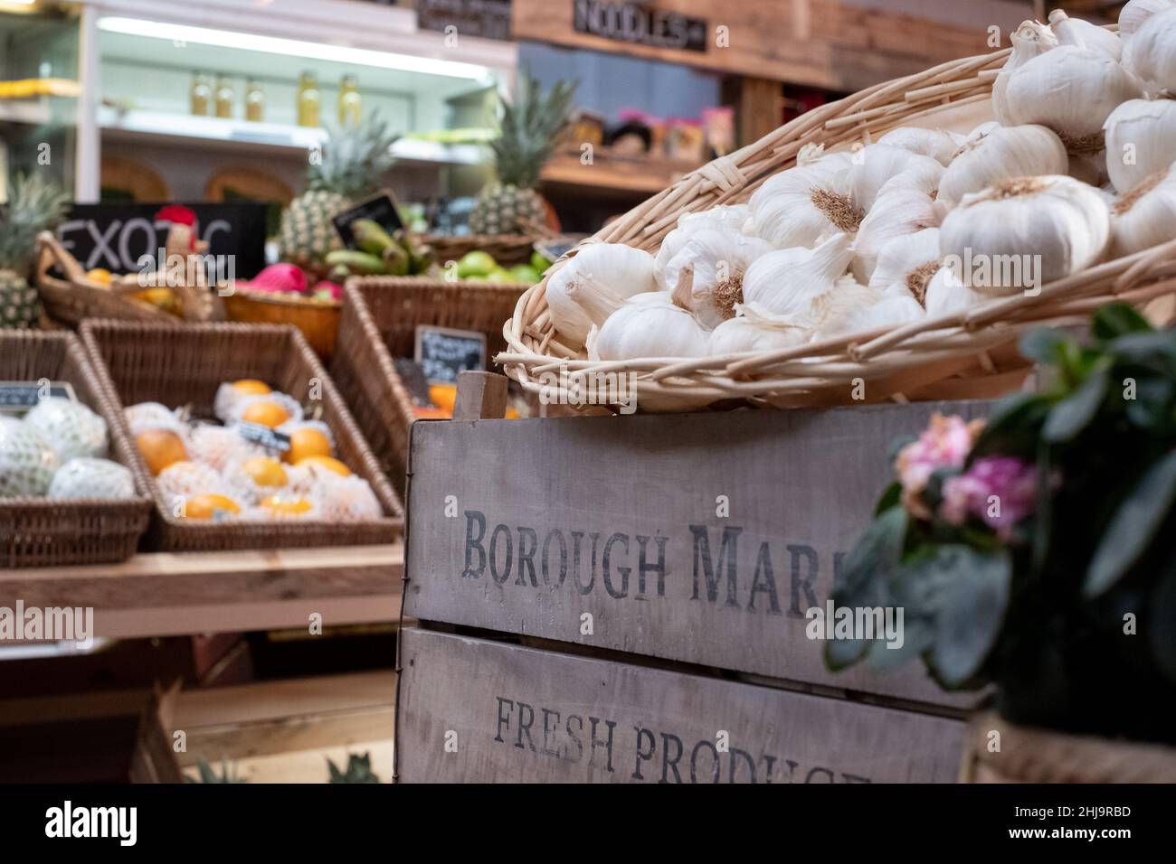 Market stall at Borough Market, urban market in Southwark, London, UK ...