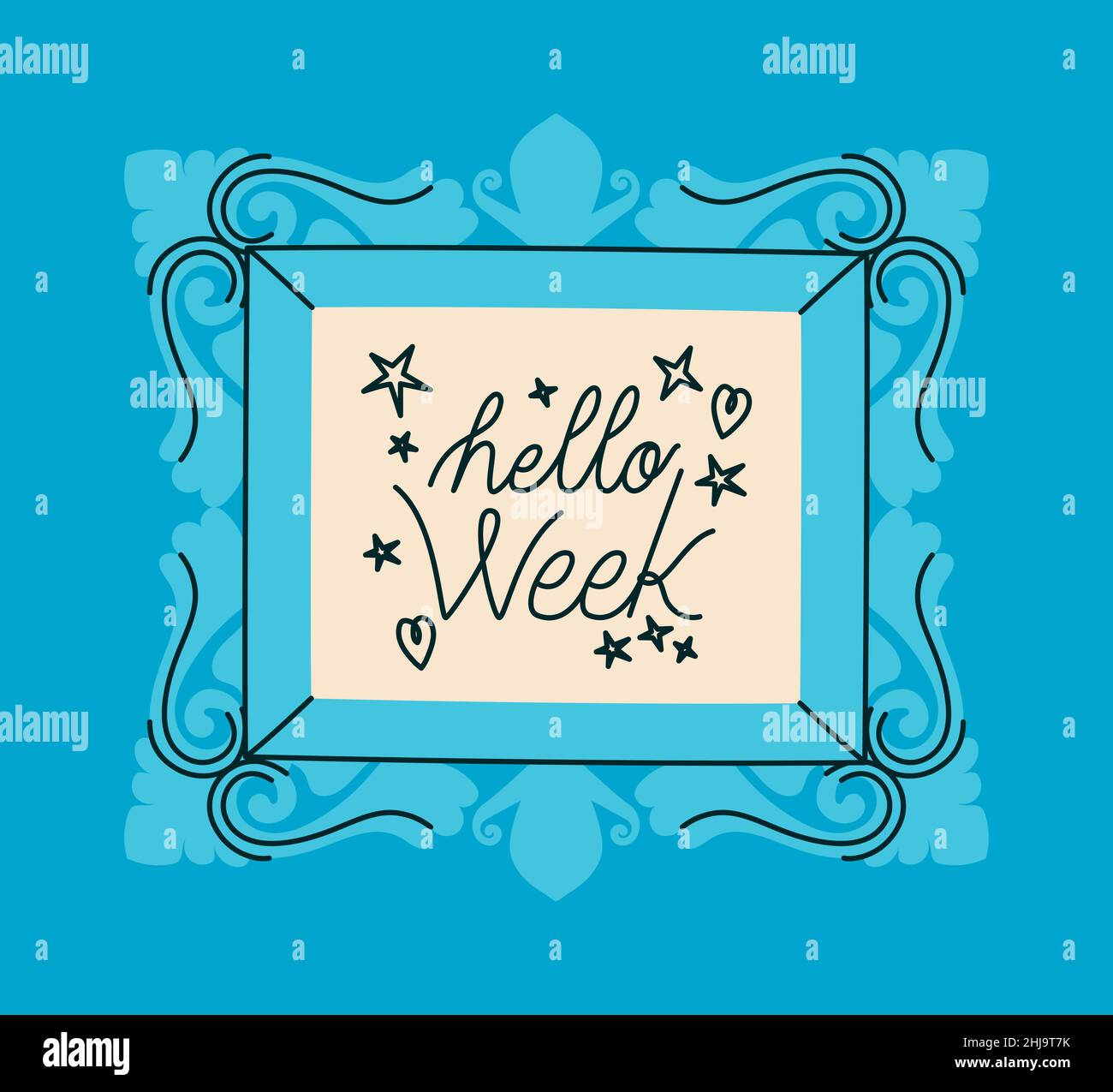 frame of hello week Stock Vector Image & Art - Alamy