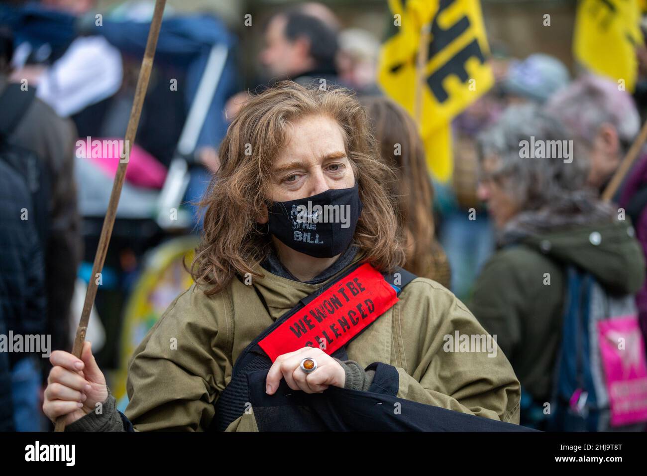London, England, UK. 27th Jan, 2022. Protesters stage a demonstration ...