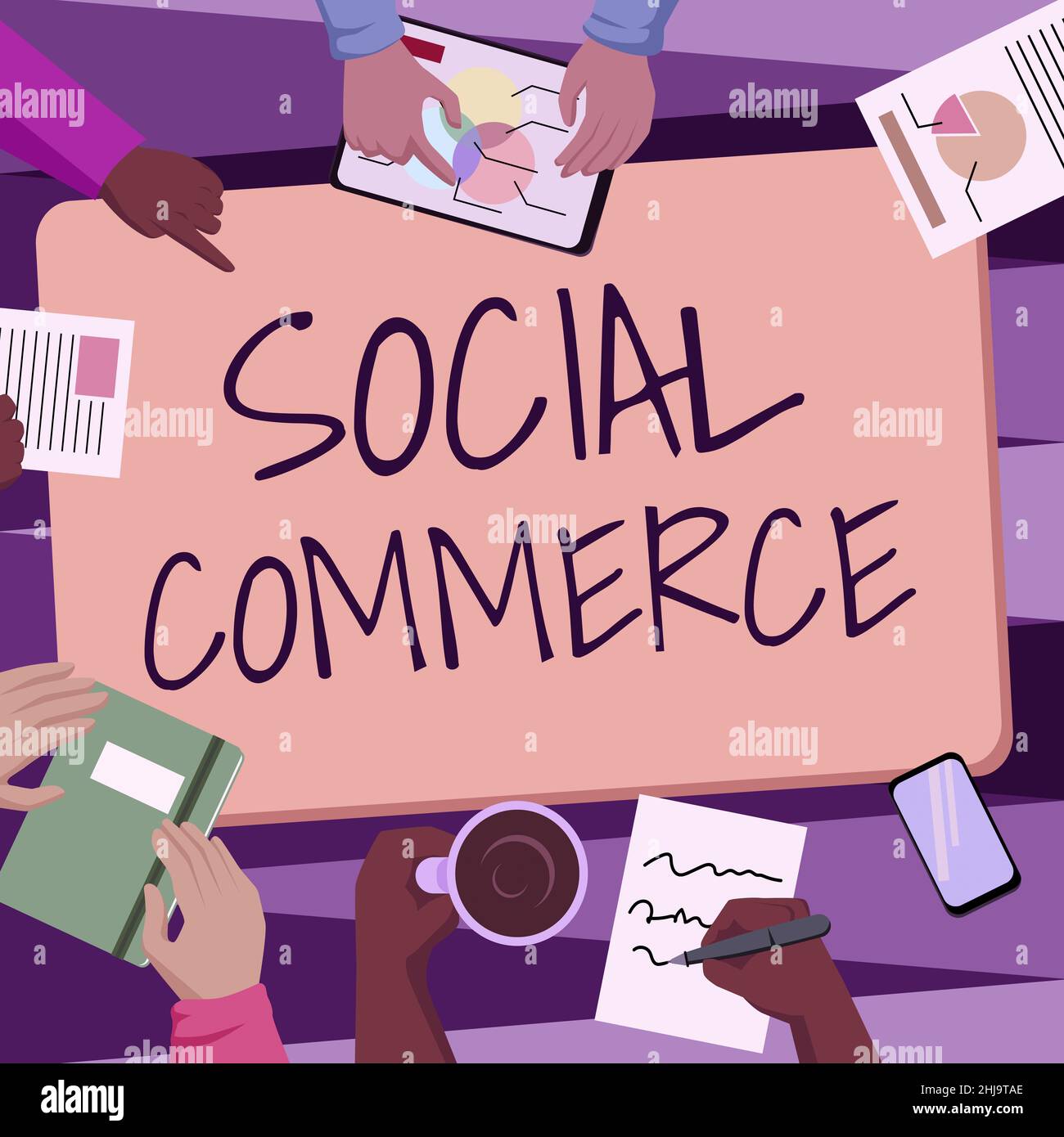 Writing Displaying Text Social Commerce Word Written On Uses Social Networks In The Buying Of