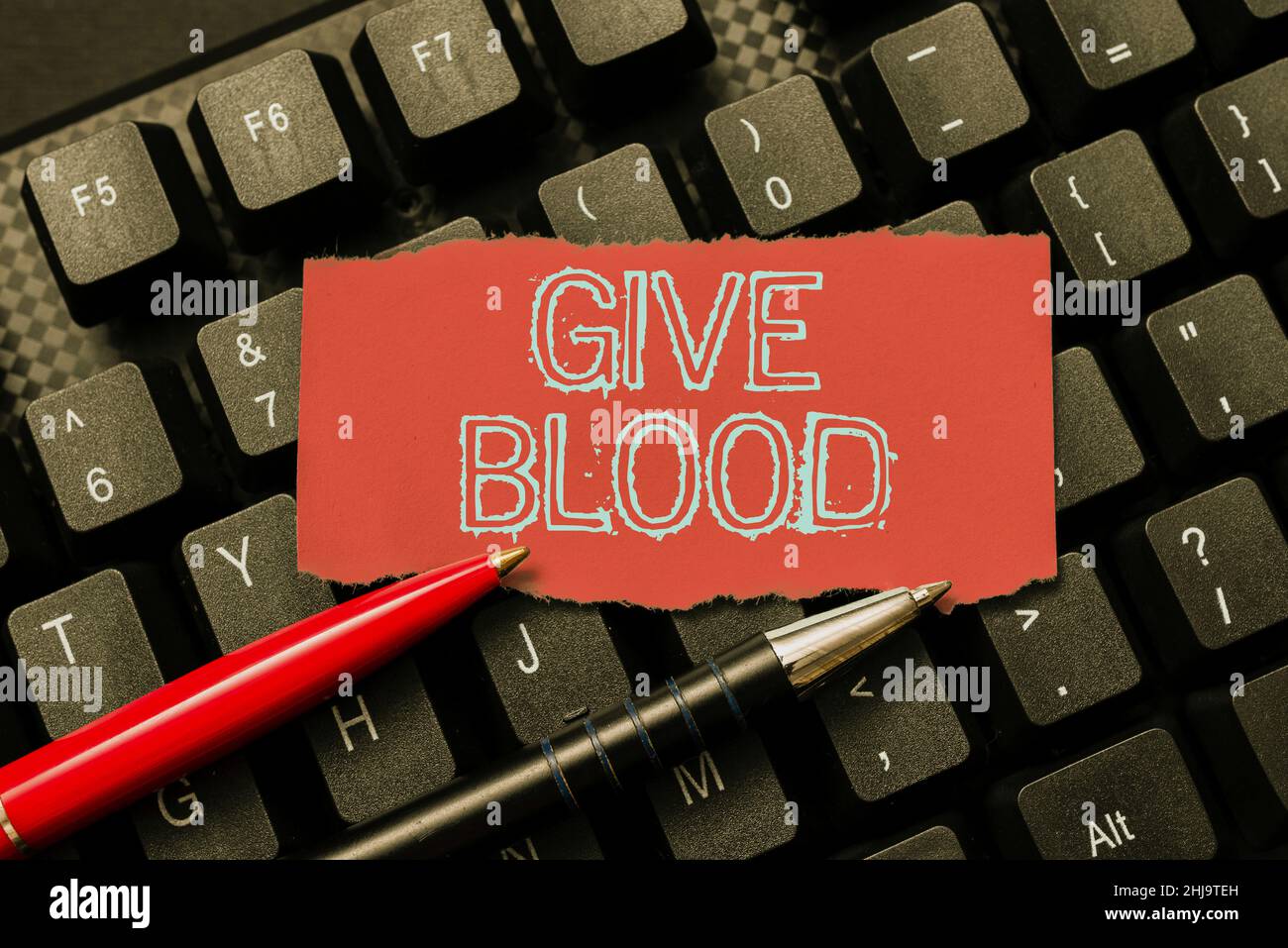 Text showing inspiration Give Blood. Word Written on a person ...