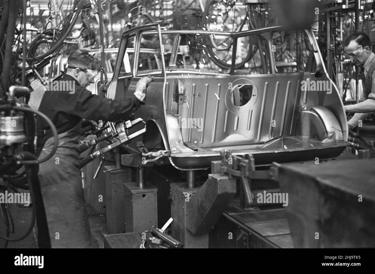 Body panels for the Austin Mini seen here being welded on the ...