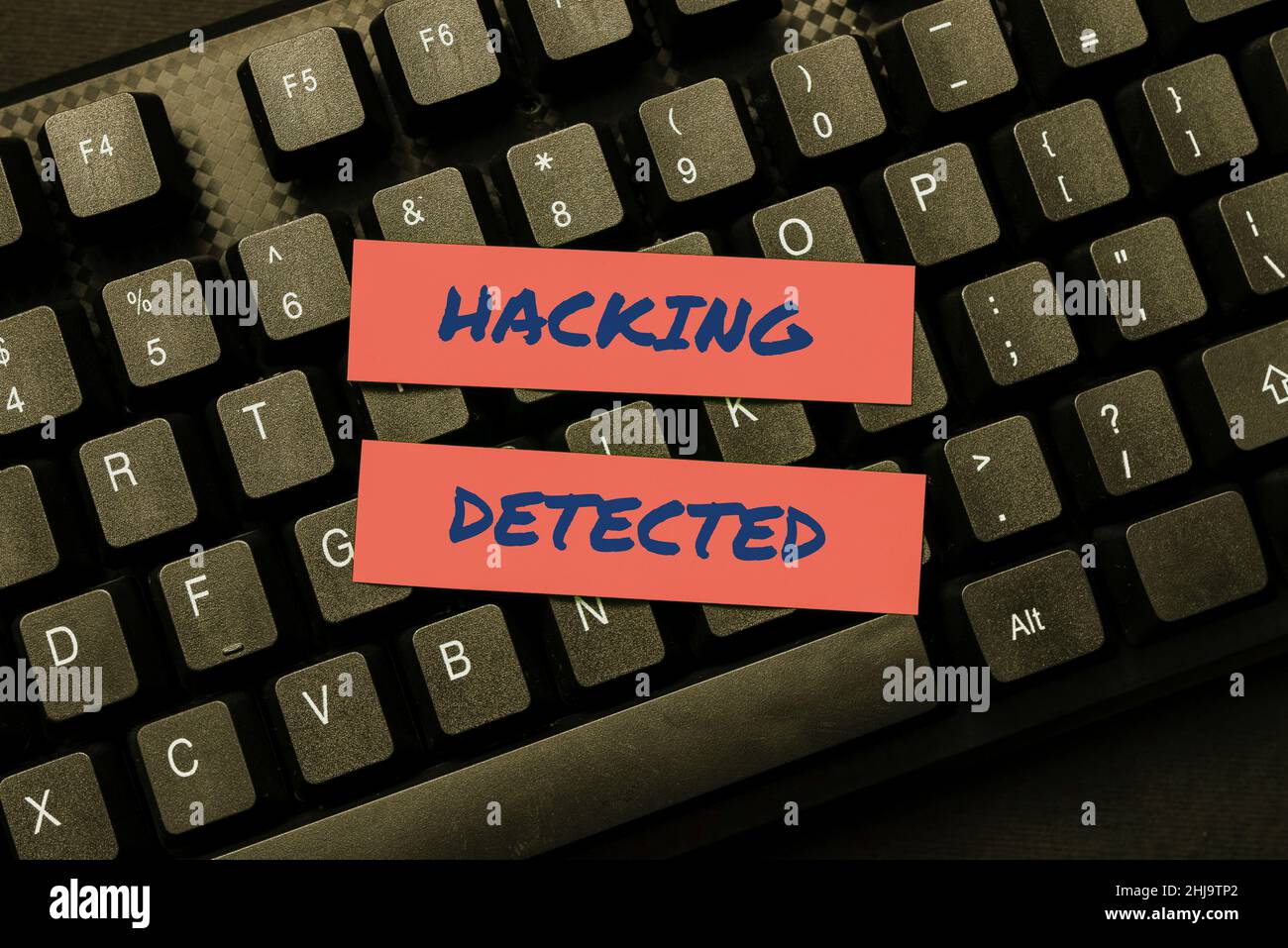 Writing displaying text Hacking Detected. Concept meaning activities ...