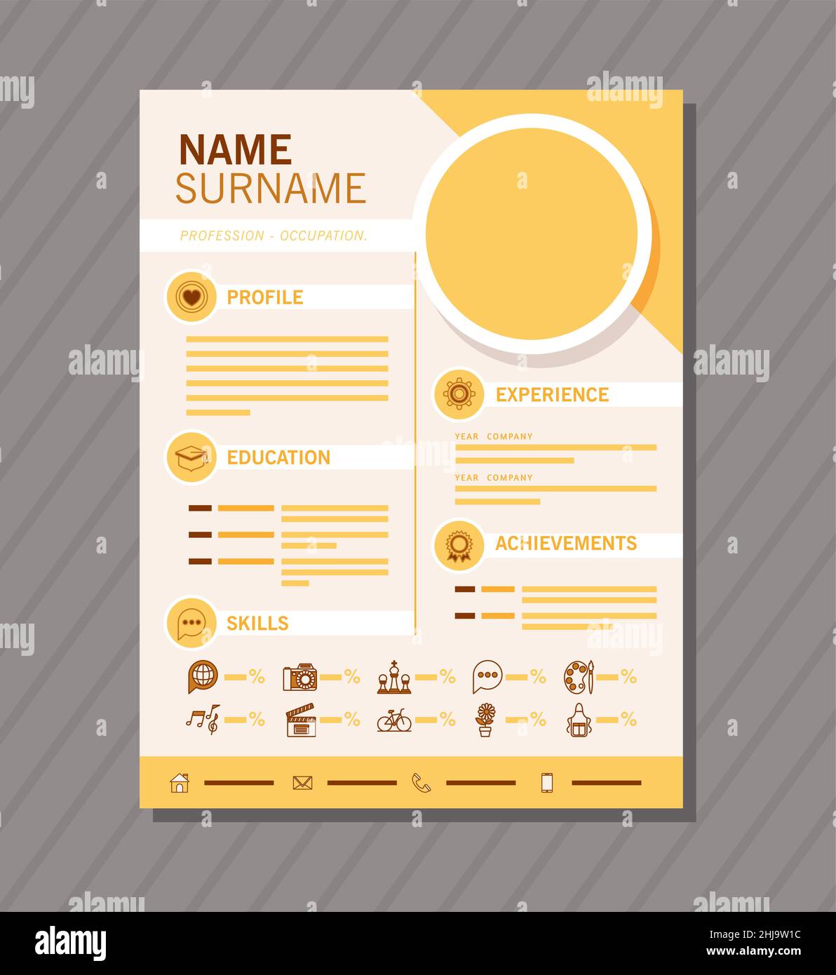 Creative cv template yellow hi-res stock photography and images - Alamy