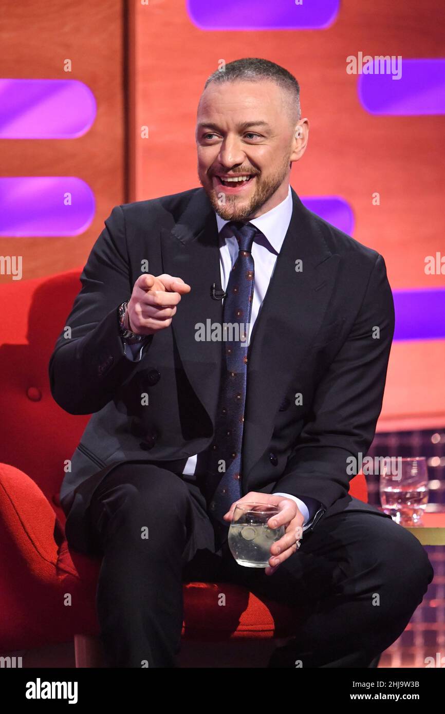 EDITORIAL USE ONLY James McAvoy during the filming for the Graham ...