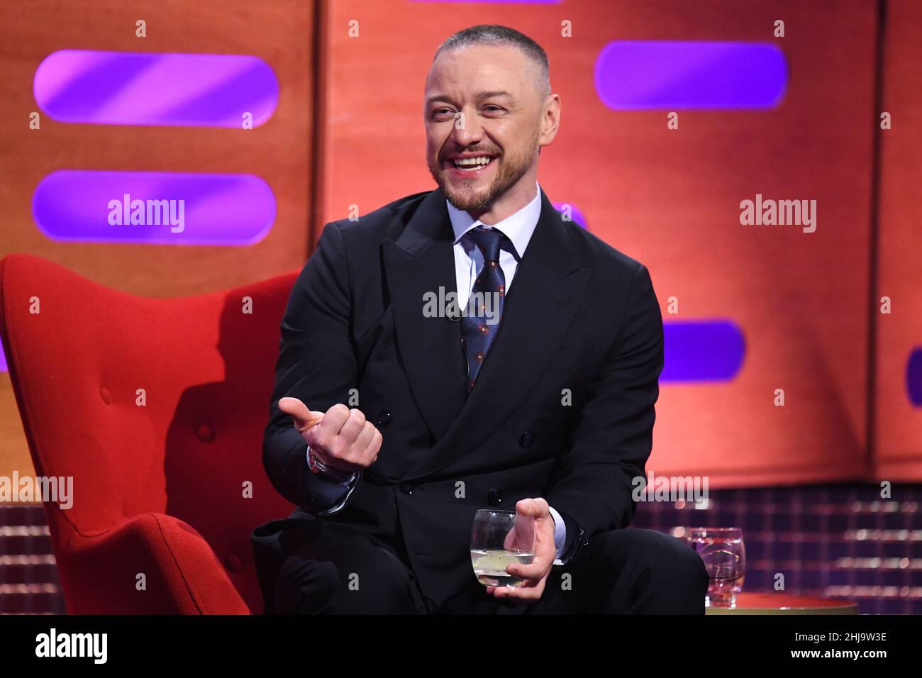 EDITORIAL USE ONLY James McAvoy during the filming for the Graham ...