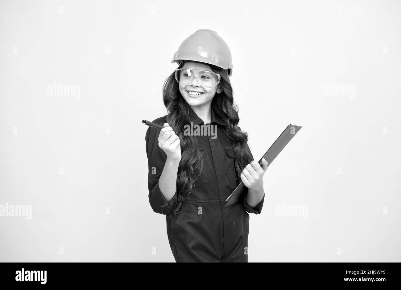 good job. future engineer. study at school. sight check. teen girl in ...