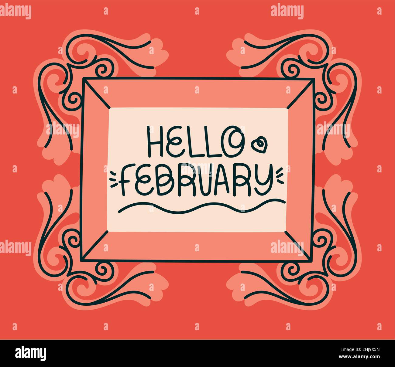 Hello february font design Stock Vector Images - Alamy