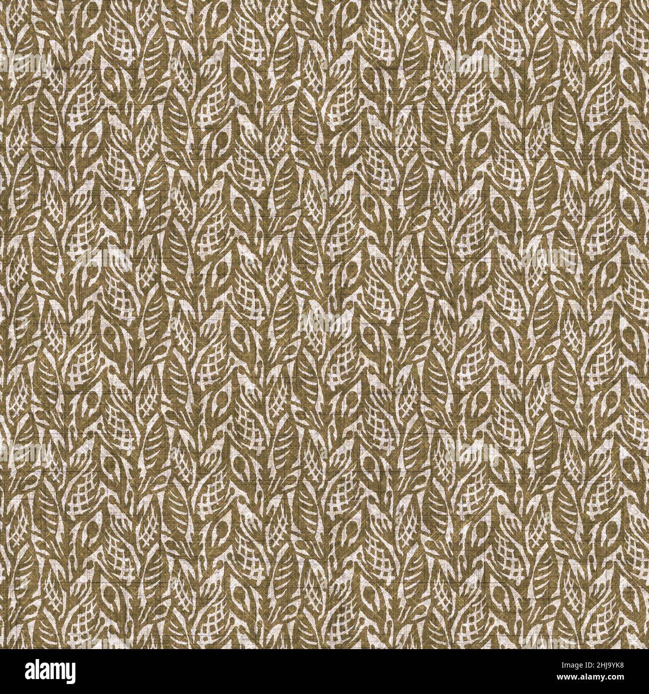 Sepia neutral botanical leaf seamless linen style pattern. Organic ...