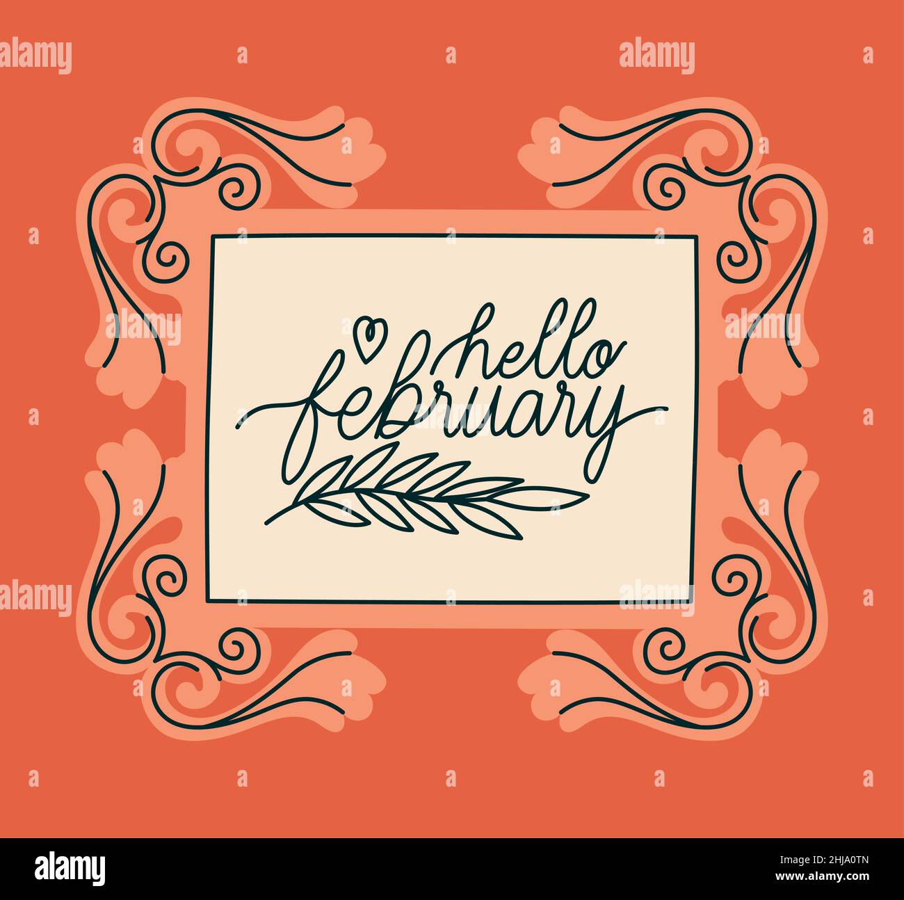 Hello february font design Stock Vector Images - Alamy