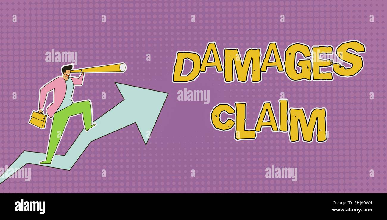 Text sign showing Damages Claim. Internet Concept seeks to repair the ...
