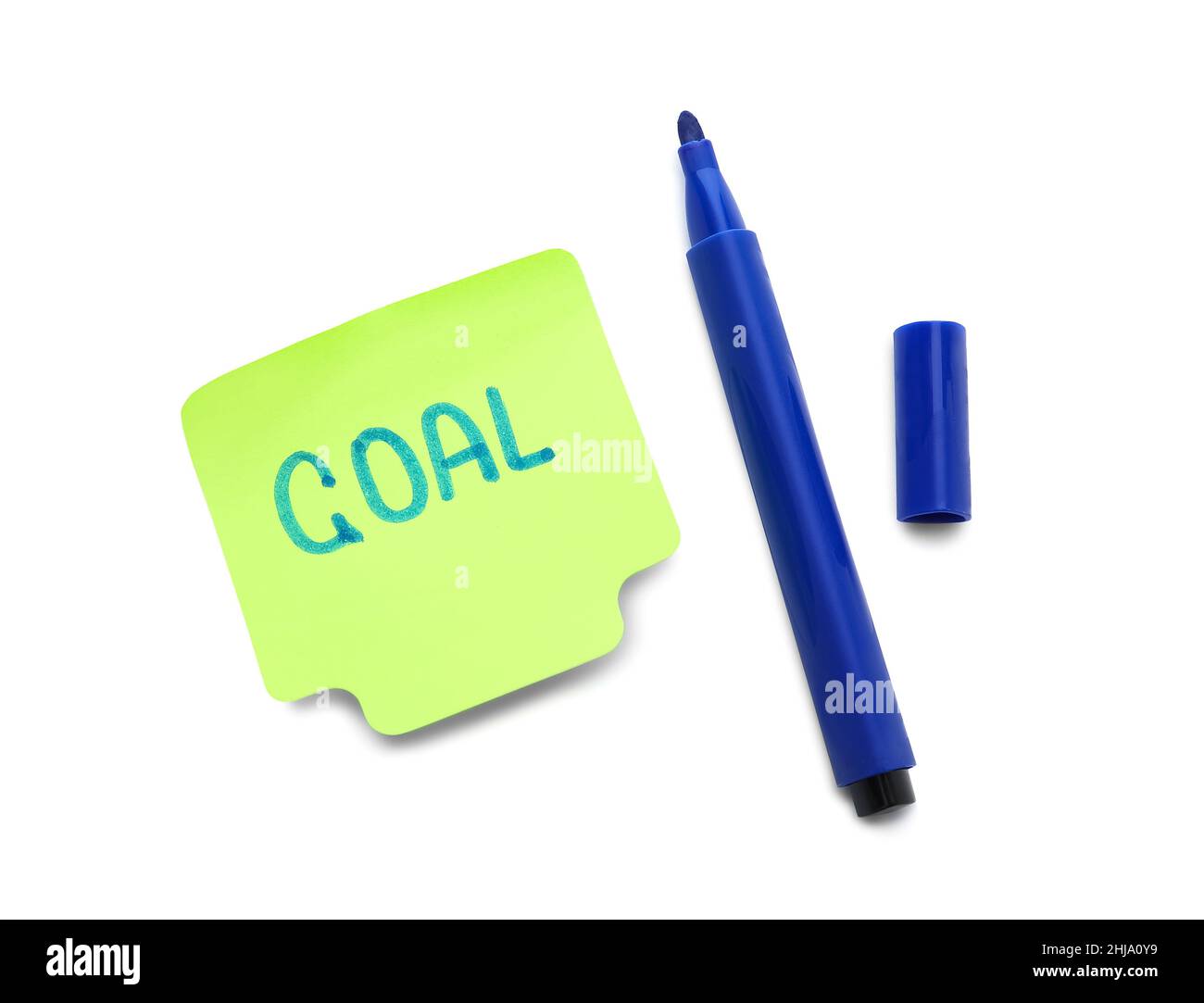 Sticky note with word GOAL and marker on white background Stock Photo ...