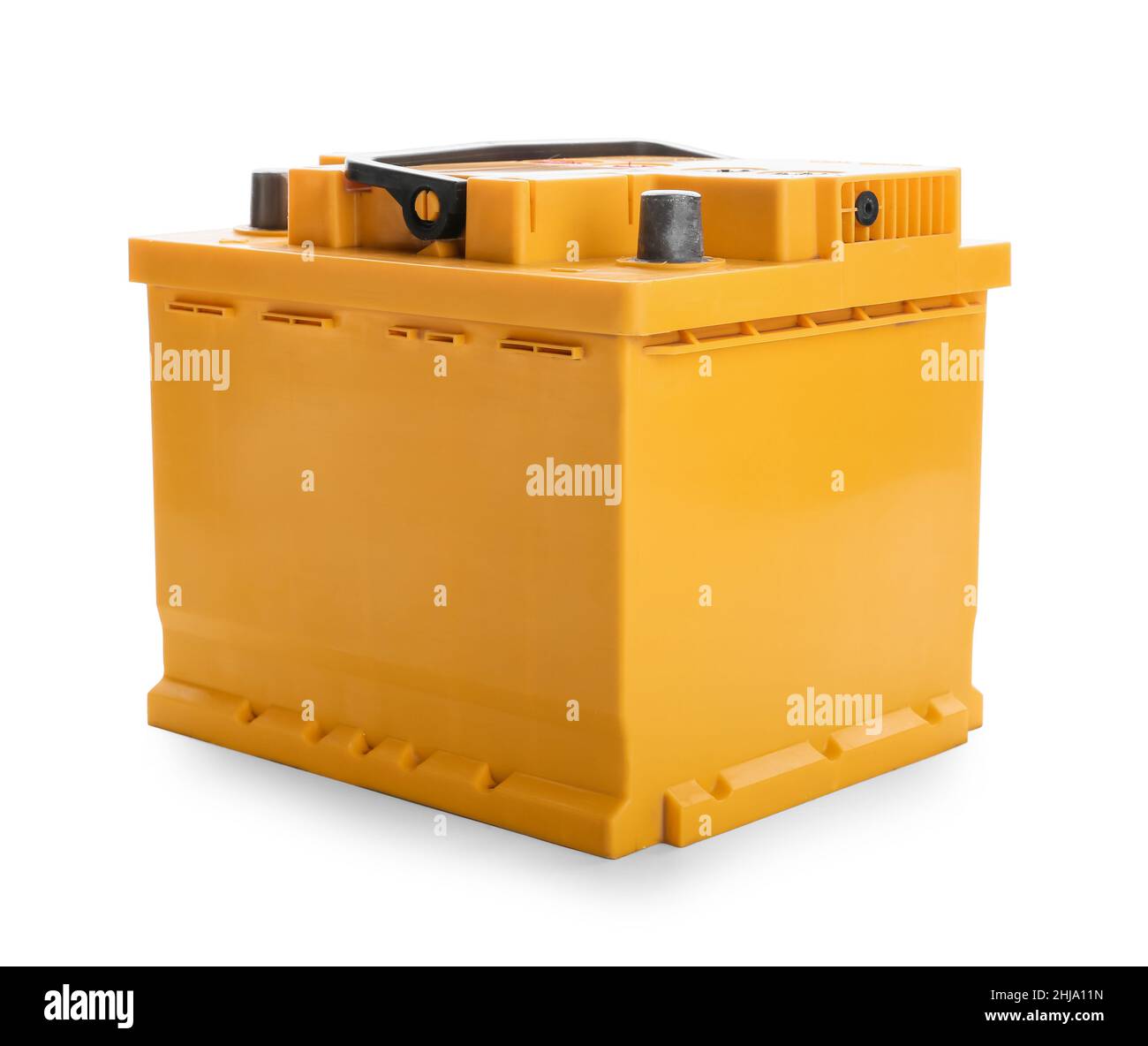 Modern car battery on white background Stock Photo - Alamy
