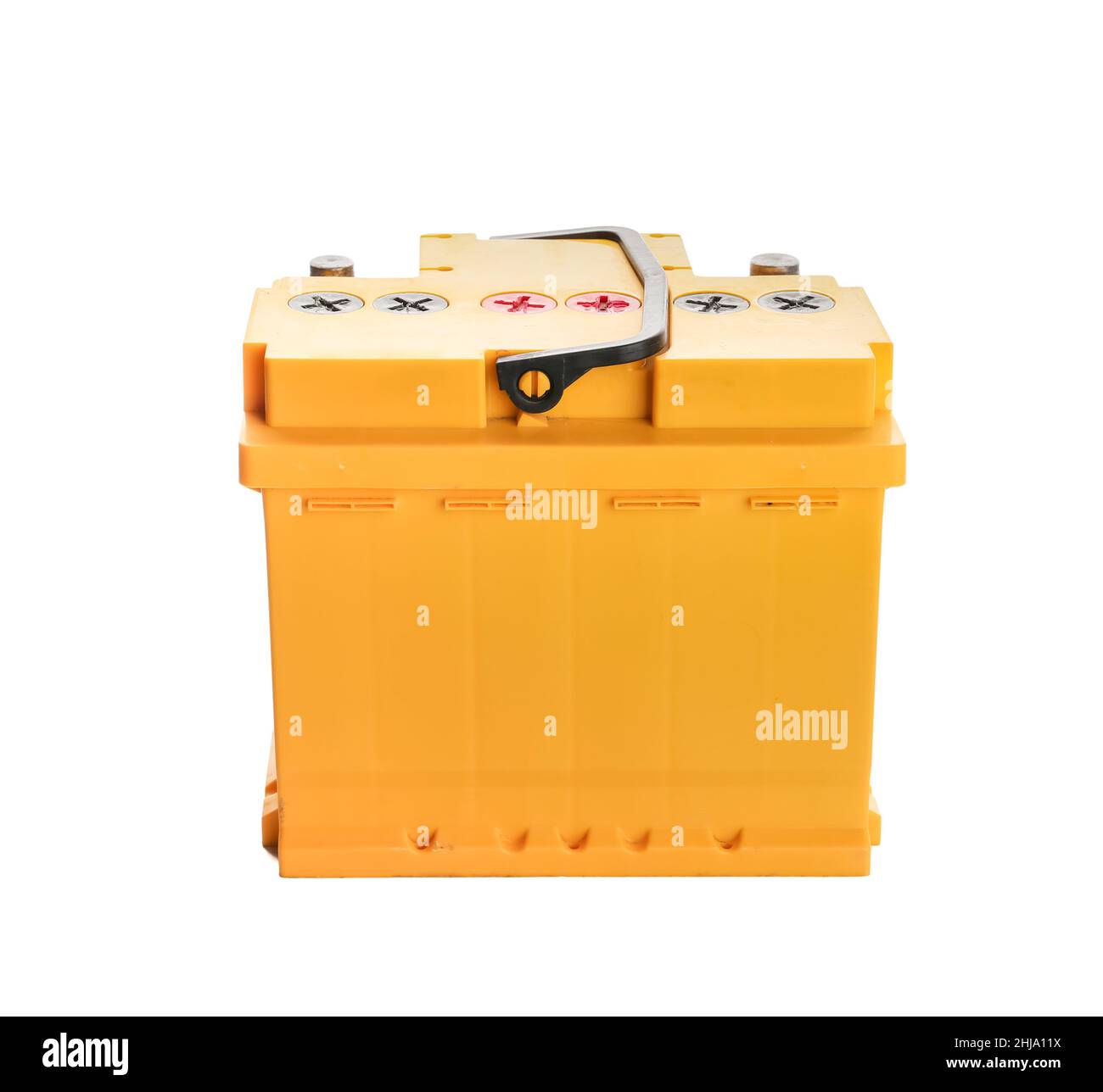 Modern car battery on white background Stock Photo - Alamy
