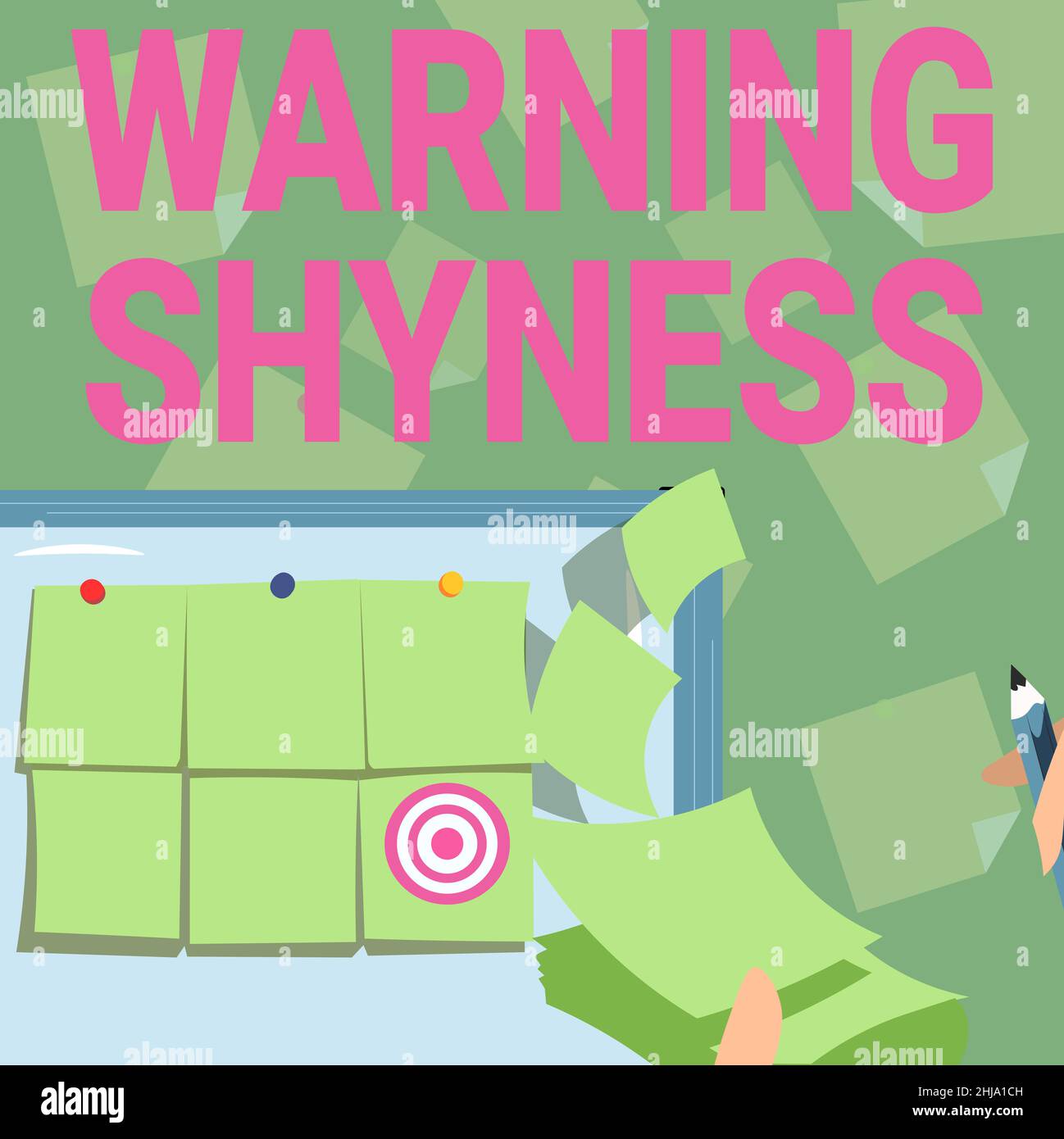 Hand writing sign Warning Shyness. Conceptual photo Lack of confidence ...