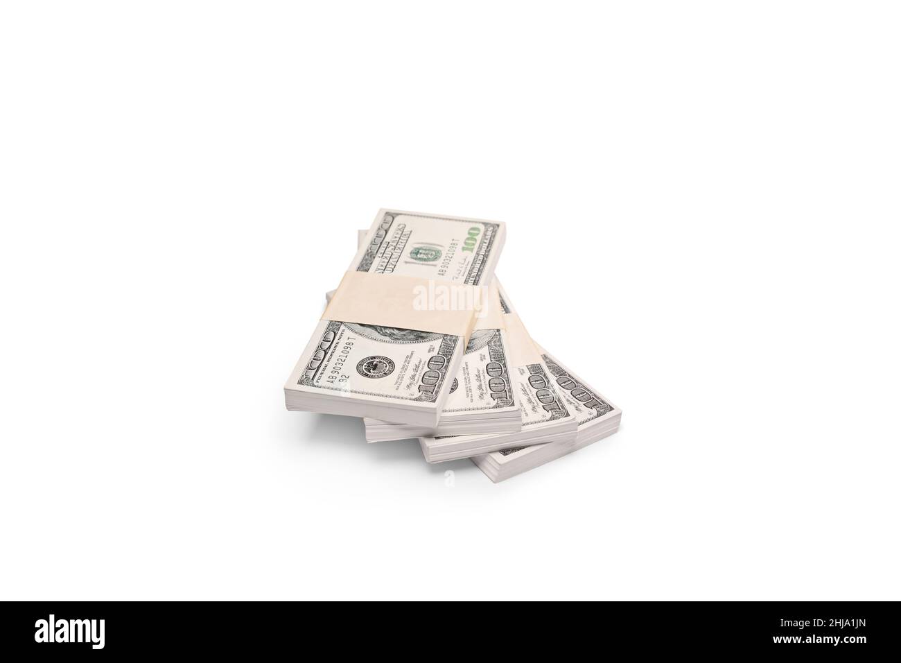 Stacks of us dollar banknotes isolated on white background Stock Photo ...