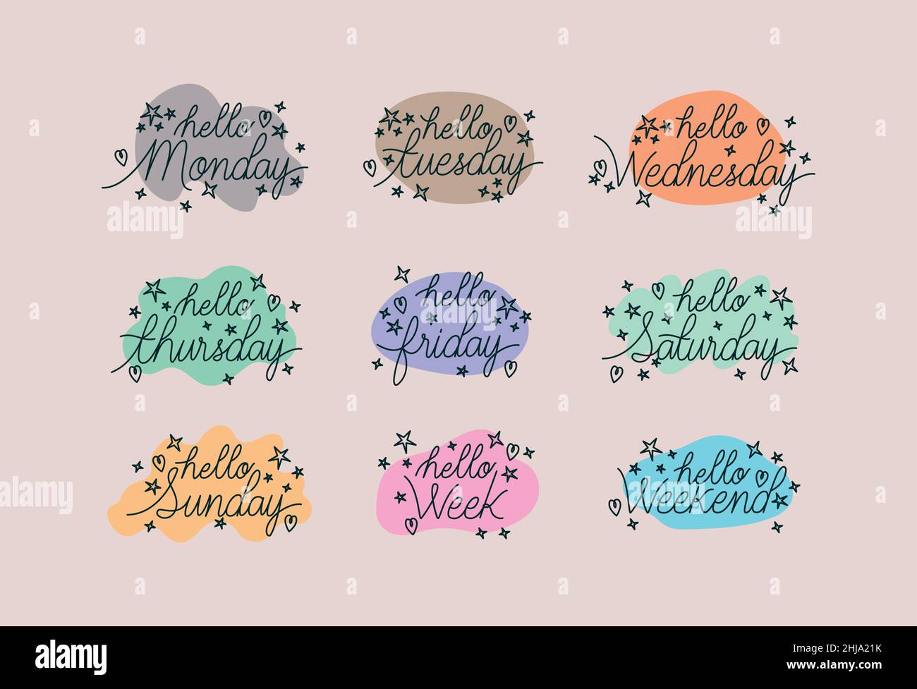 phrases of hello week days Stock Vector Image & Art - Alamy