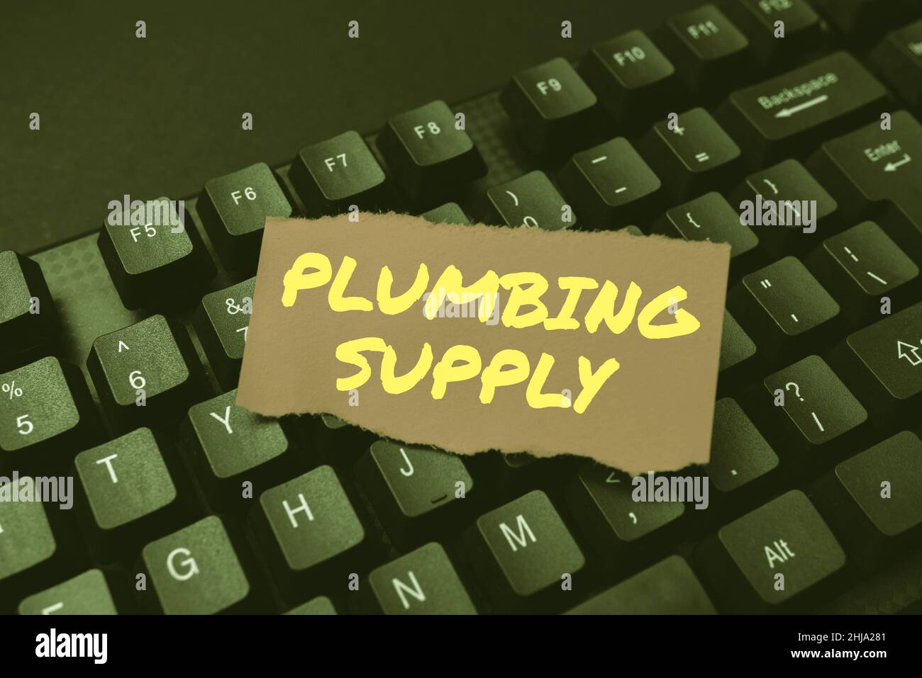 Sign displaying Plumbing Supply. Word for tubes or pipes connect ...