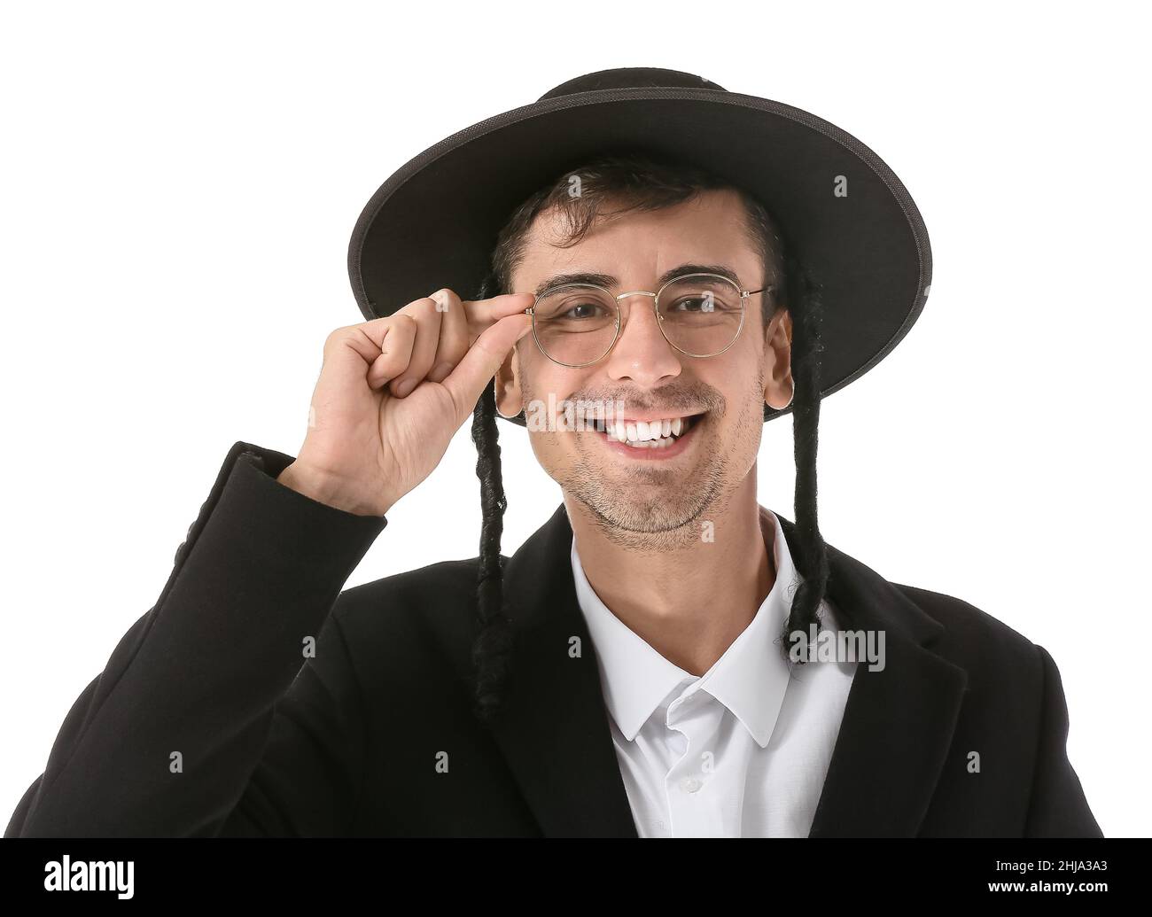Hasidic Jewish man on white background Stock Photo - Alamy