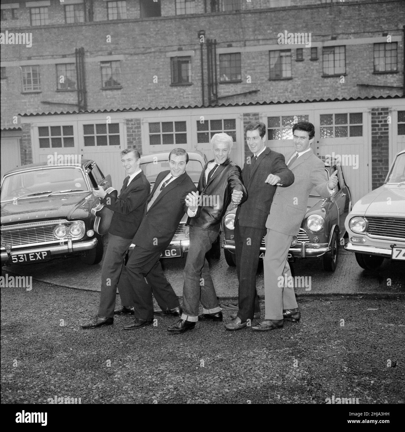 The five members of the Tornados pop group Heinz Burt, George Bellamy ...