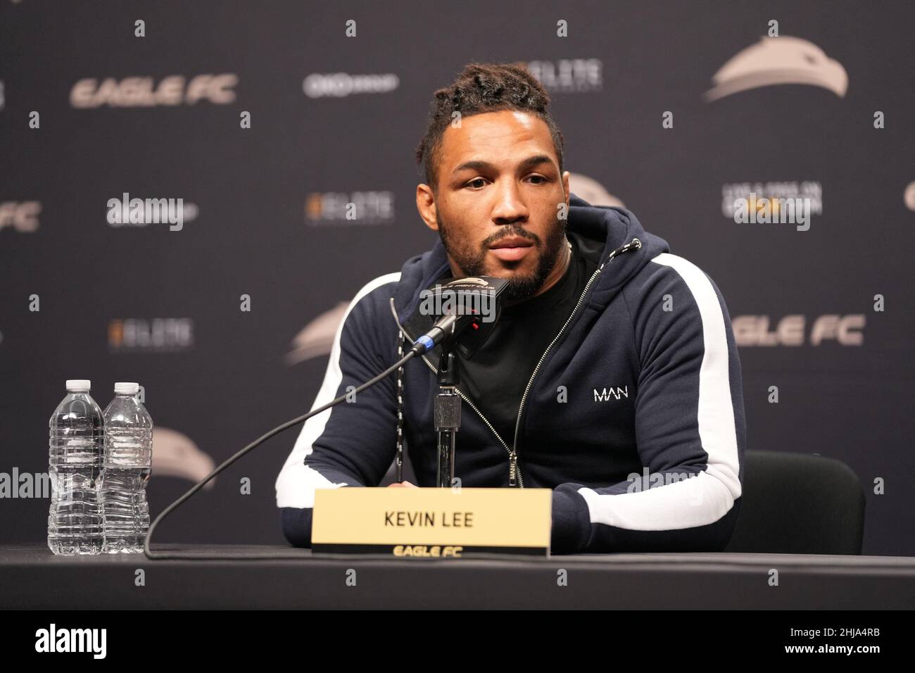 MIAMI, FL- JANUARY 27: Kevin Lee speaks with the press during the Eagle ...